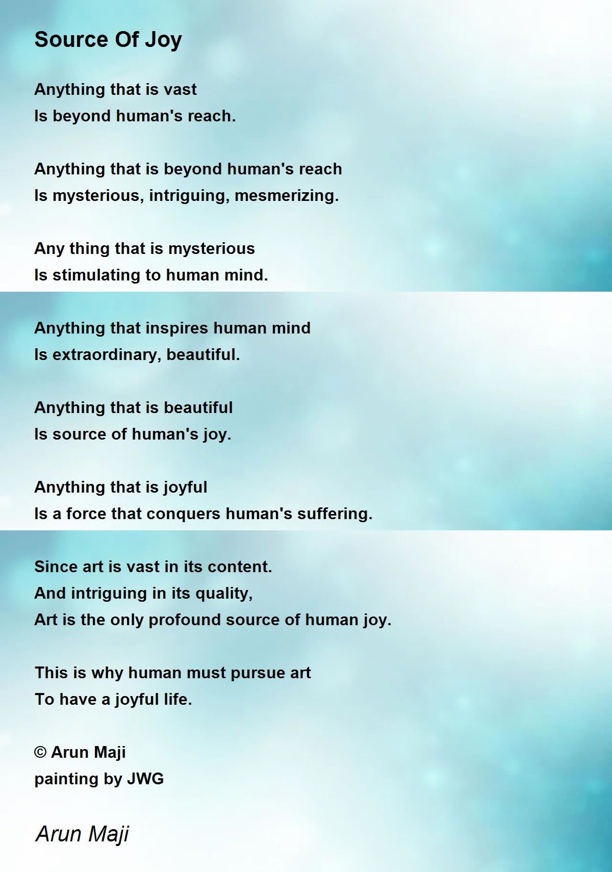 Source Of Joy by Arun Maji - Source Of Joy Poem