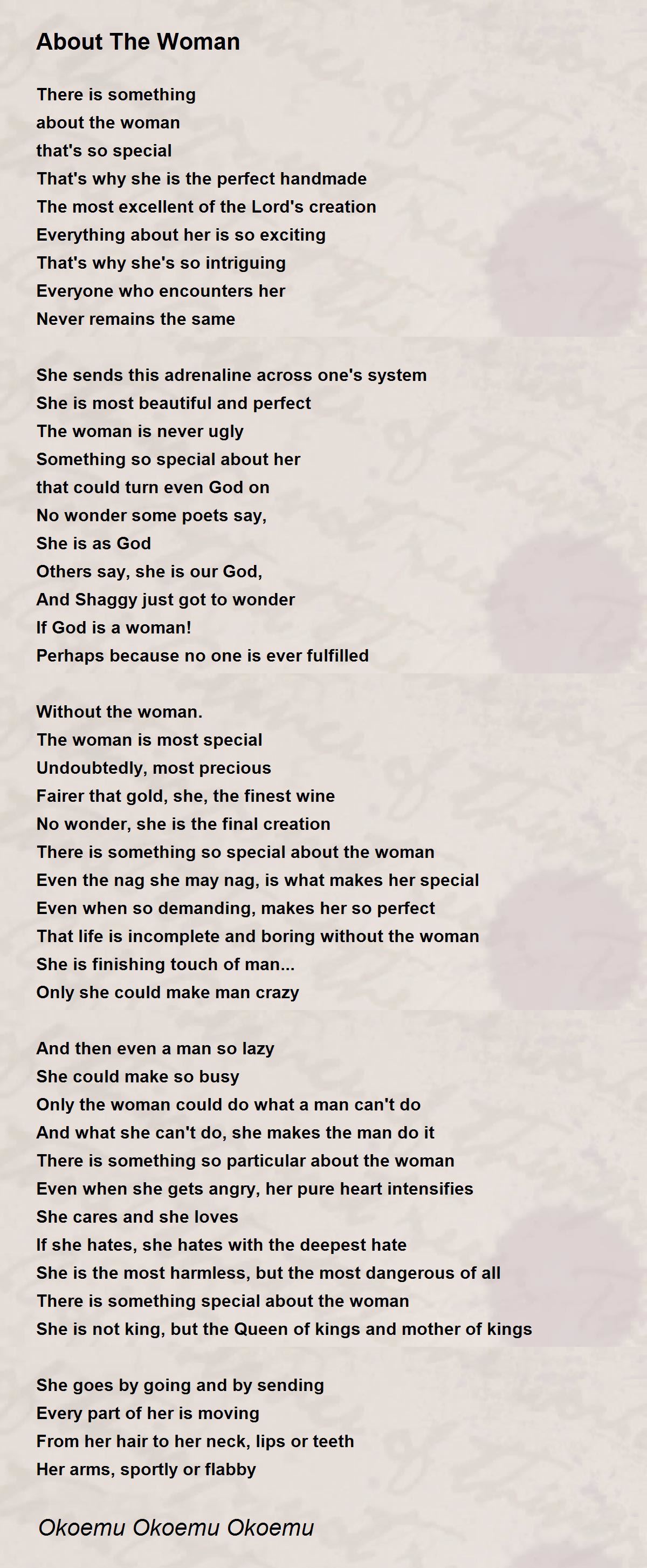 About The Woman - About The Woman Poem by Okoemu Okoemu Okoemu