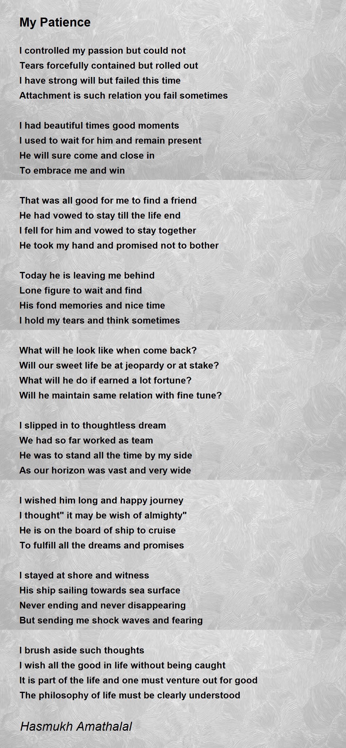 Patience Poems The Patient Poem