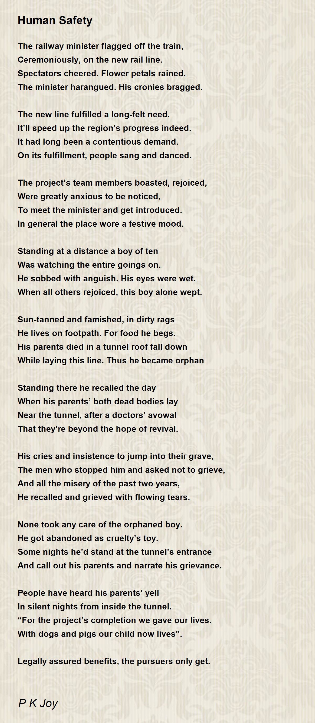 Human Safety by P K Joy - Human Safety Poem