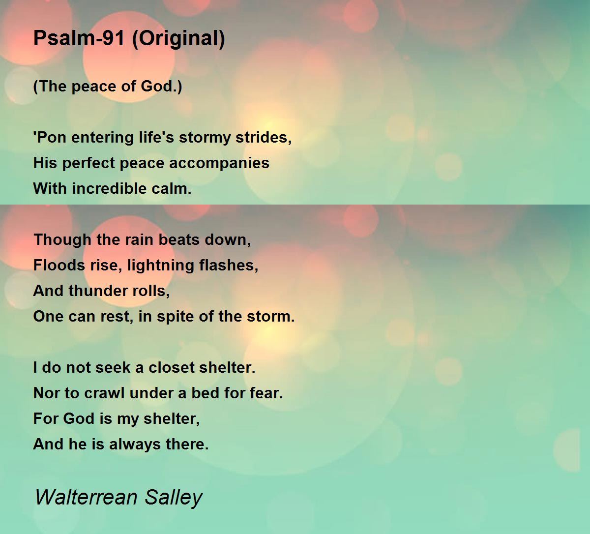 Psalm70 Original Poem By Walterrean Salley Poem Hunter