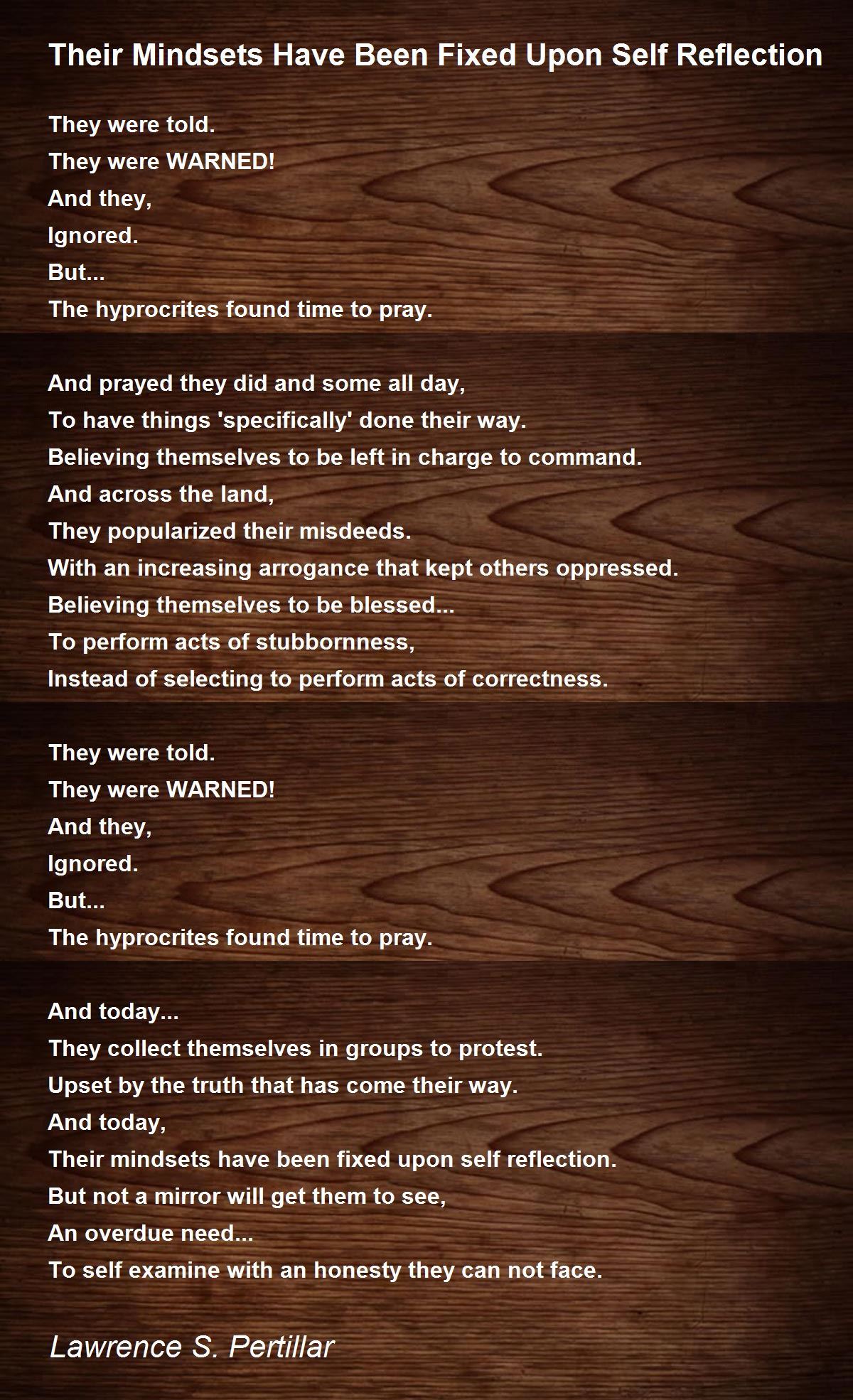 Their Mindsets Have Been Fixed Upon Self Reflection - Their Mindsets ...