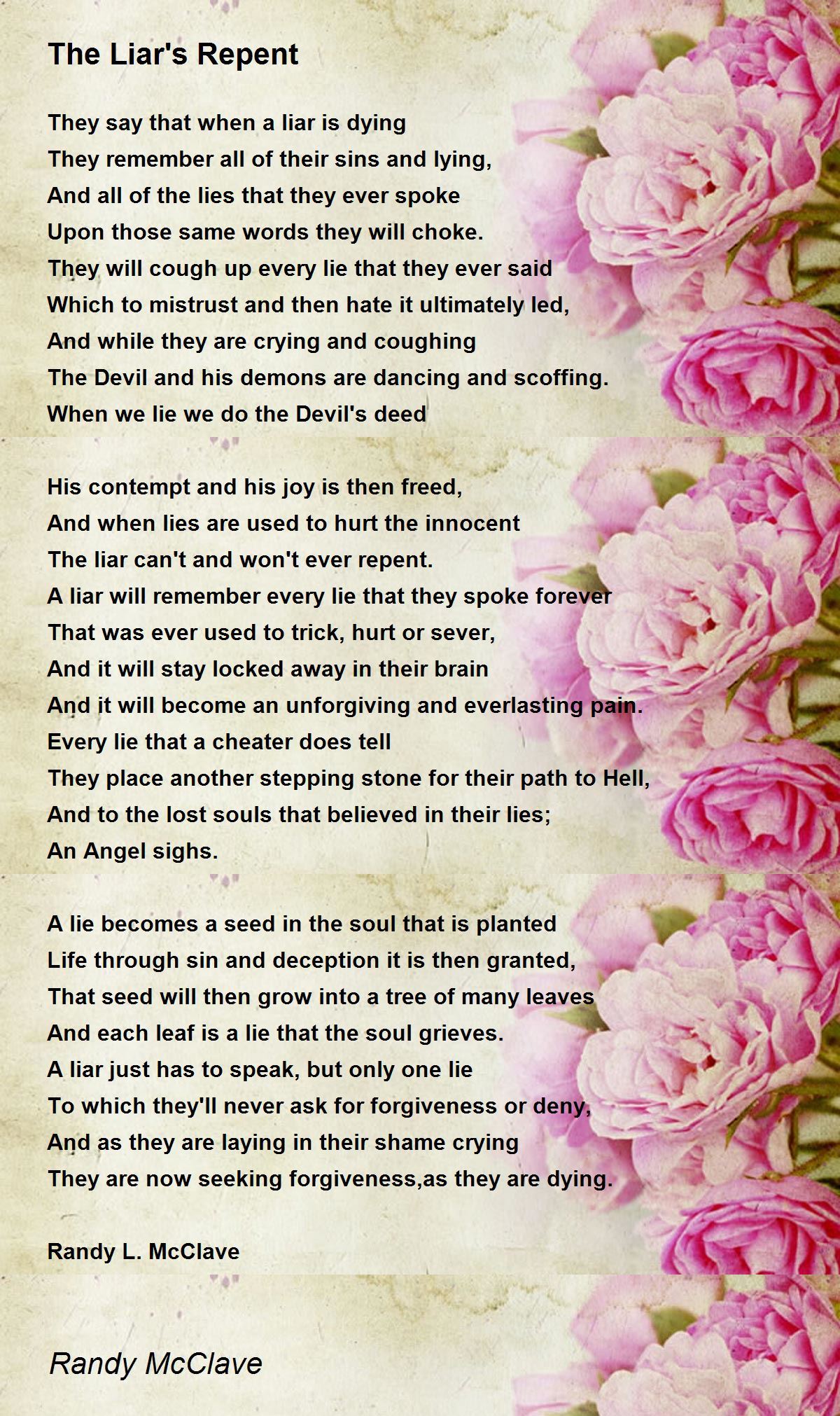 The Liar's Repent - The Liar's Repent Poem by Randy McClave