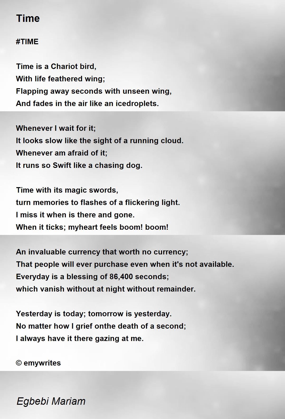 Time - Time Poem by Egbebi Mariam