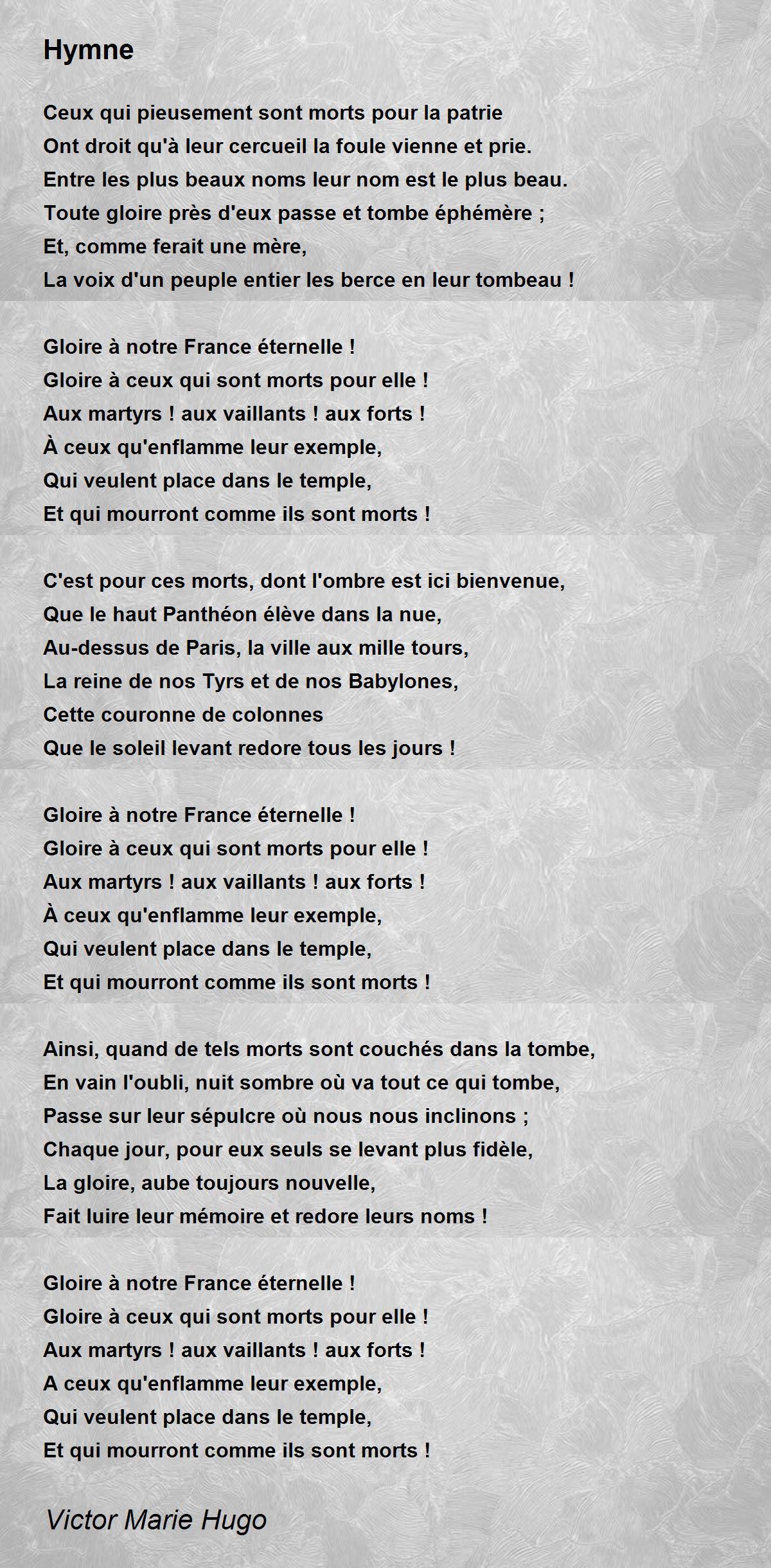 Hymne Poem by Victor Marie Hugo - Poem Hunter