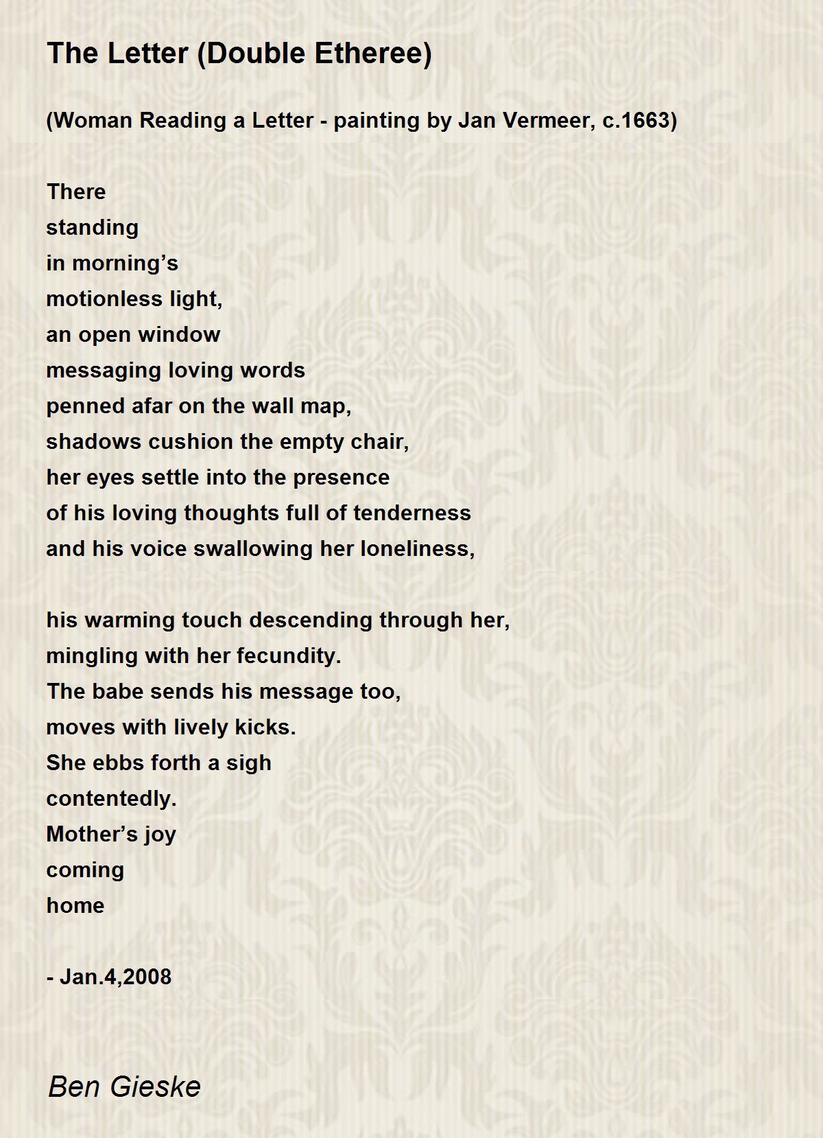 The Letter (Double Etheree) - The Letter (Double Etheree) Poem by Ben ...