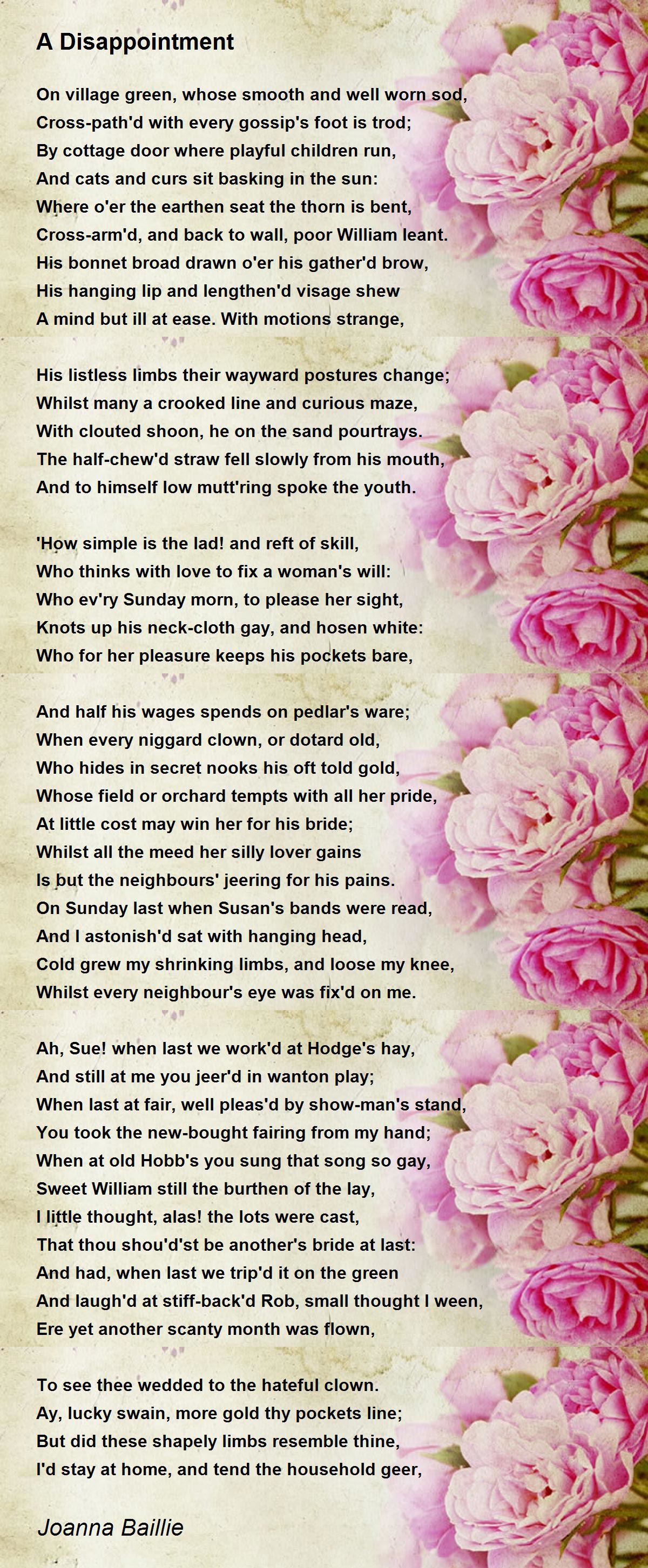 A Disappointment - A Disappointment Poem by Joanna Baillie