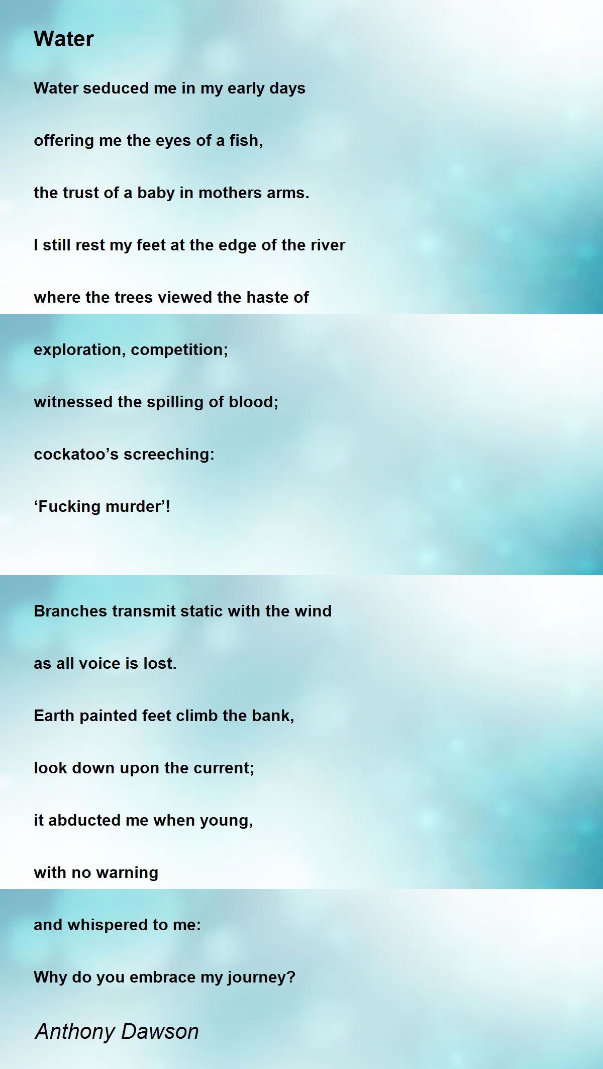 Water - Water Poem by Anthony Dawson
