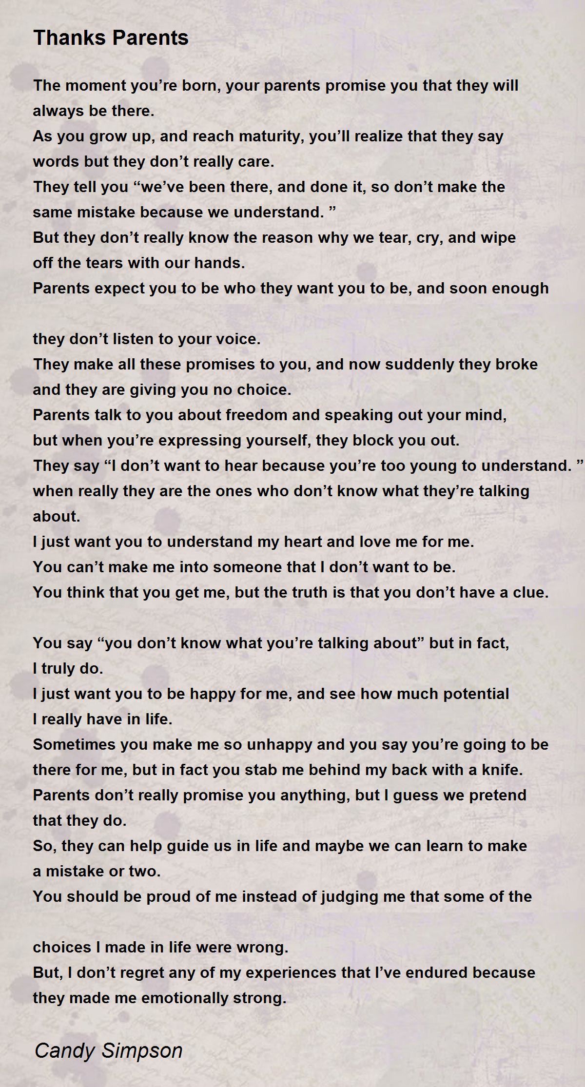 Class Parent Thank You Poem