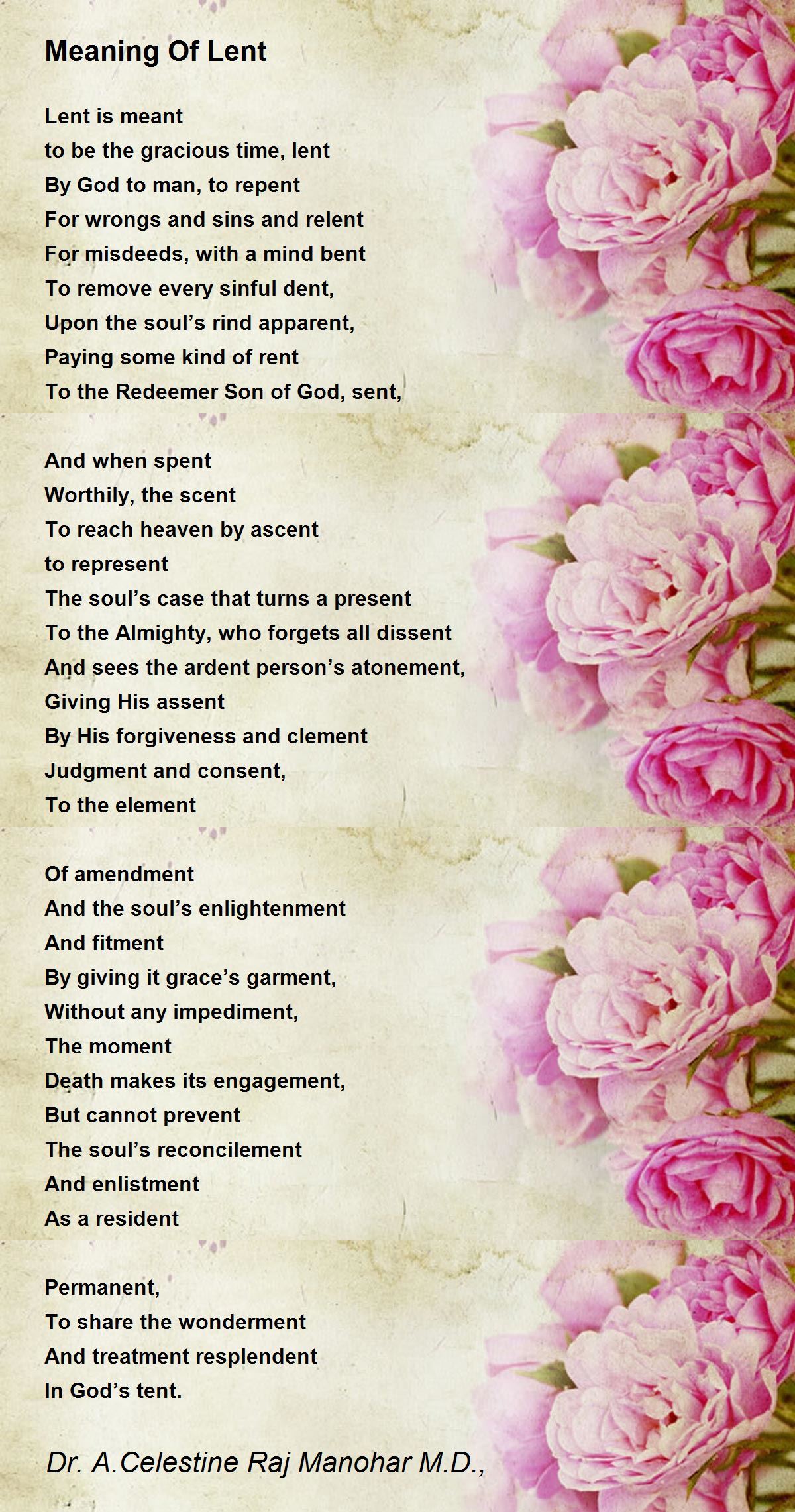 Meaning Of Lent - Meaning Of Lent Poem by Dr John Celes