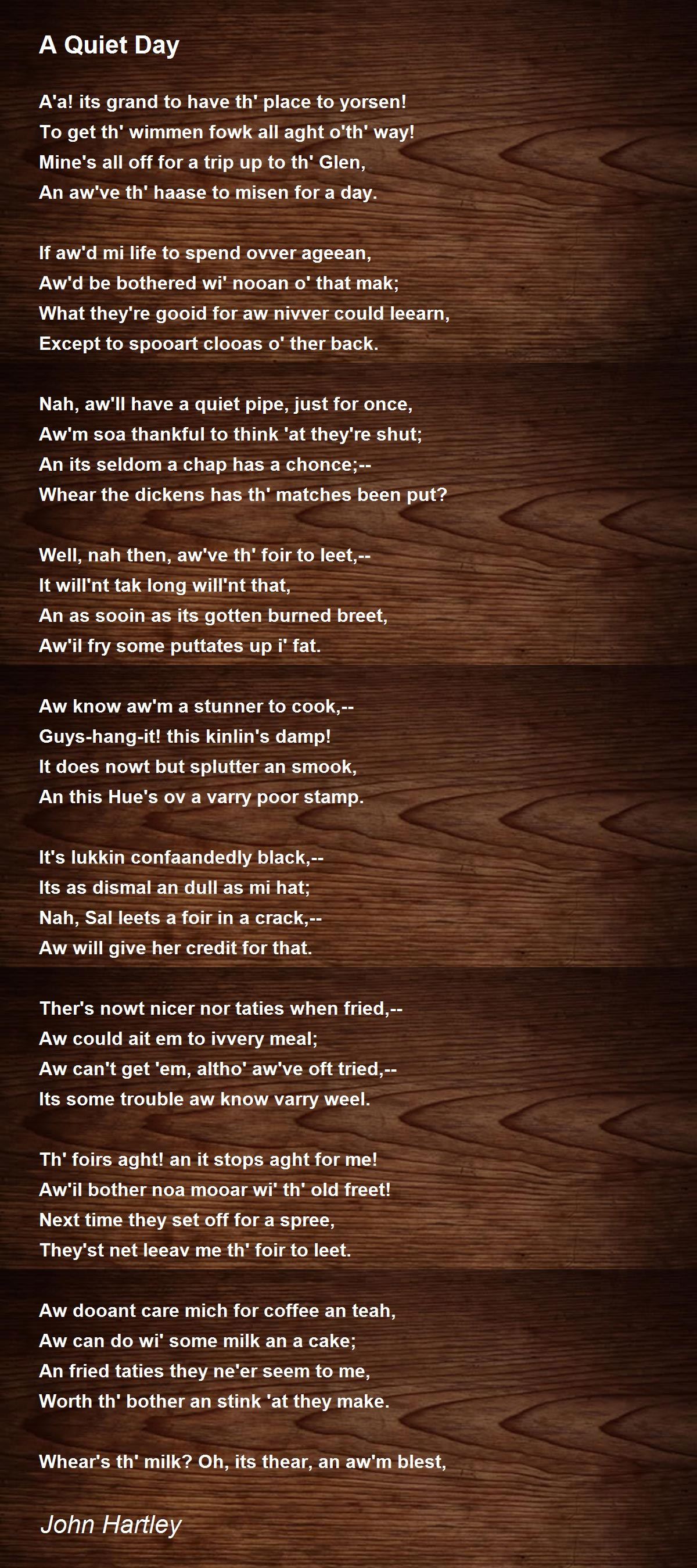 Poem About Quiet Time at Imogen Parry-okeden blog