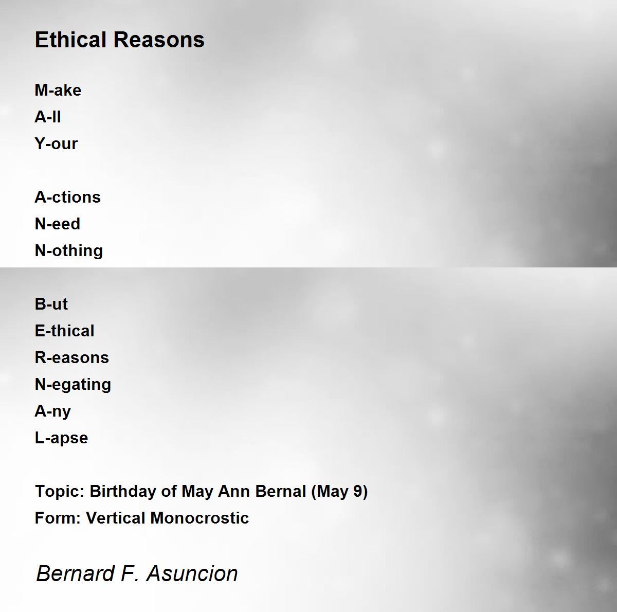 Poems About Ethics Morals