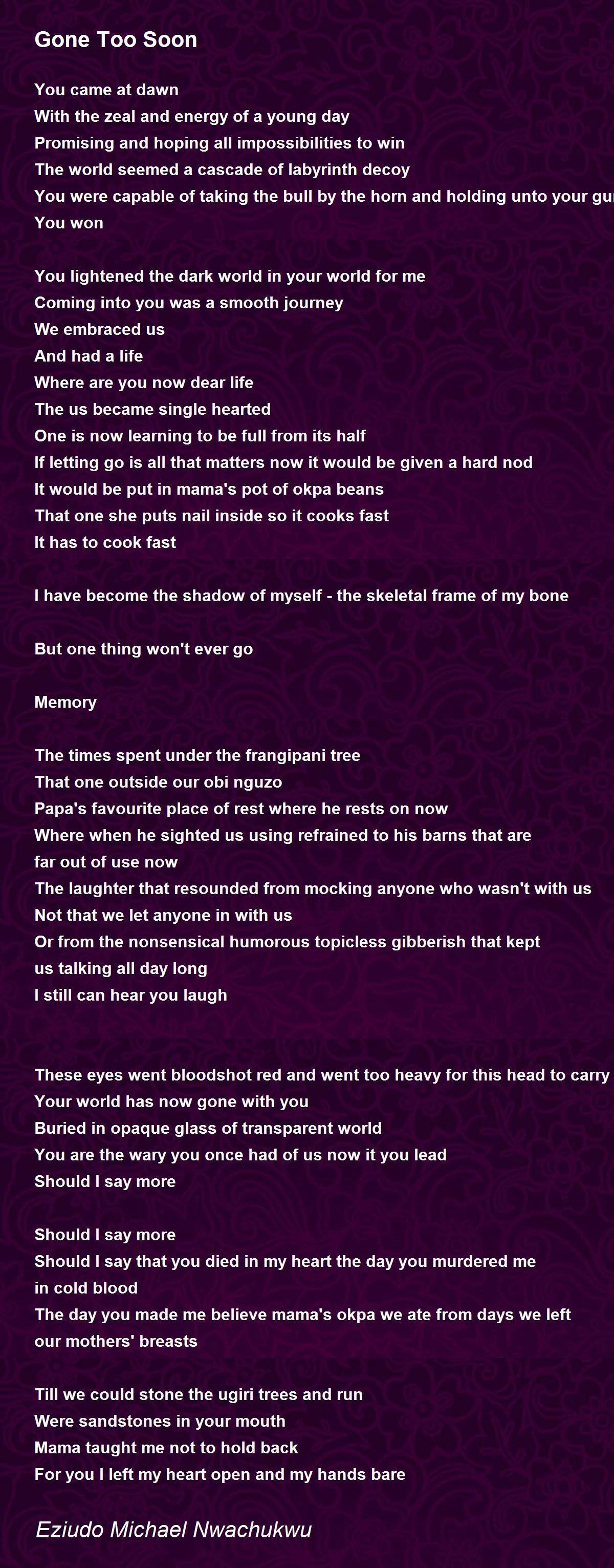 Gone Too Soon Poems