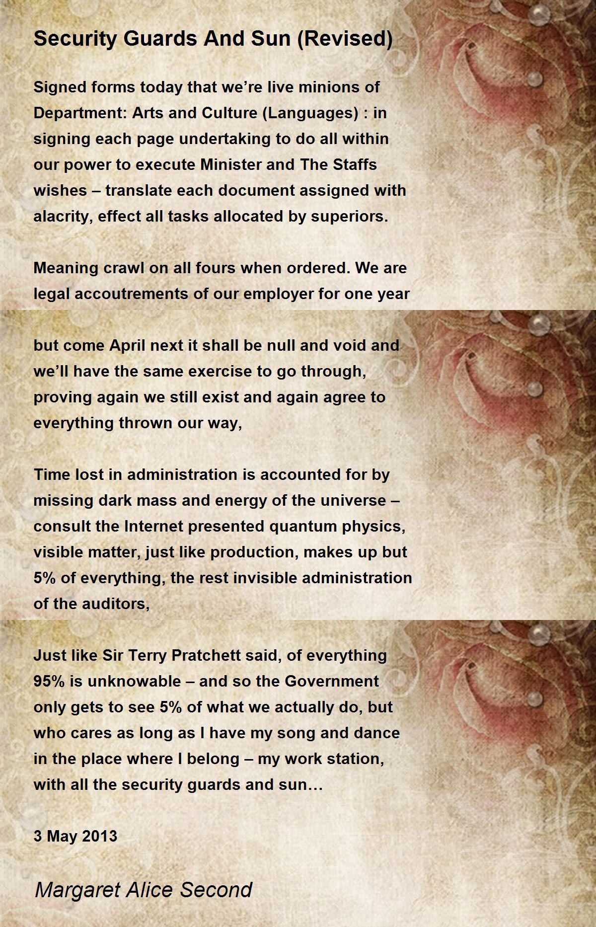 Security Guards And Sun (Revised) by Margaret Alice Second - Security ...