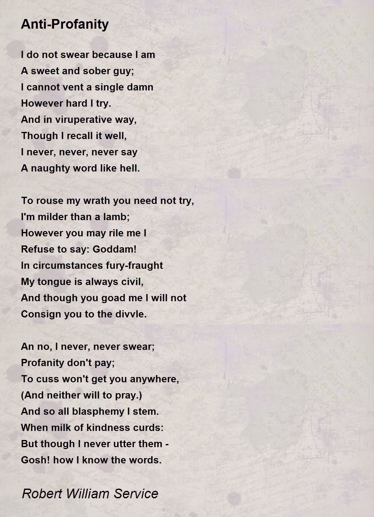 Anti-Profanity Poem by Robert William Service - Poem Hunter
