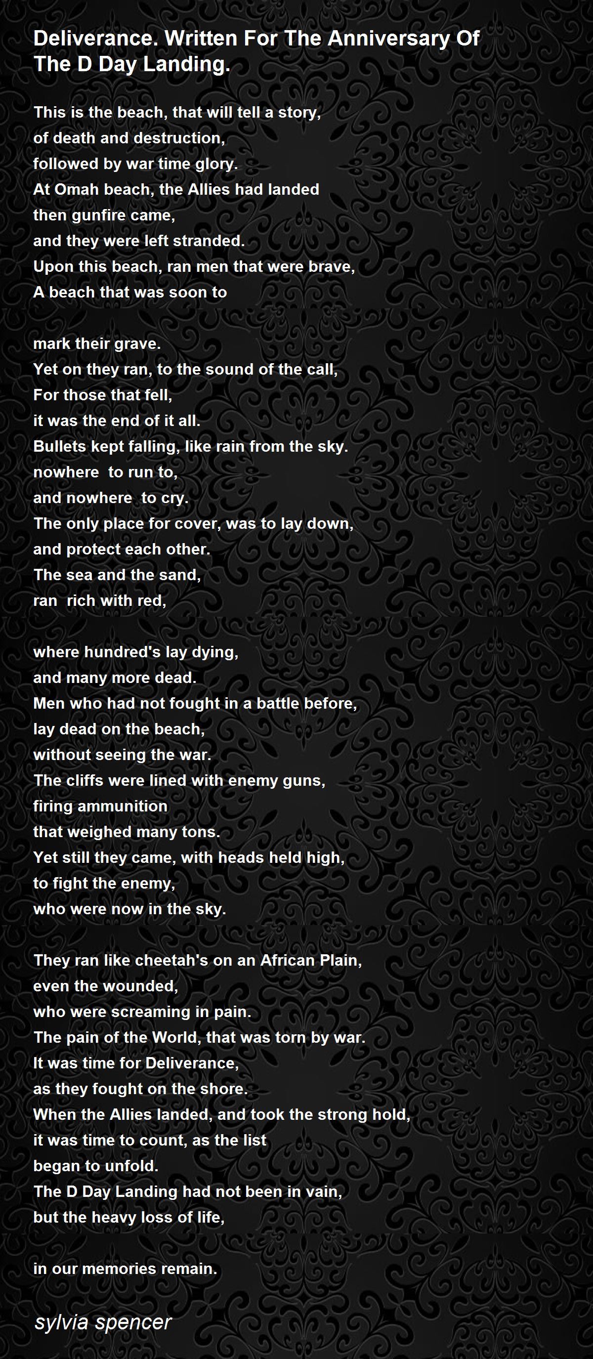 Deliverance. Written For The Anniversary Of The D Day Landing ...