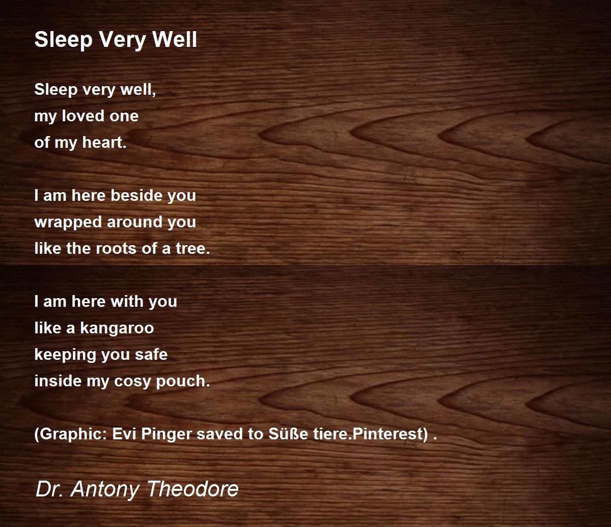 Sleep Very Well - Sleep Very Well Poem by Dr. Antony Theodore