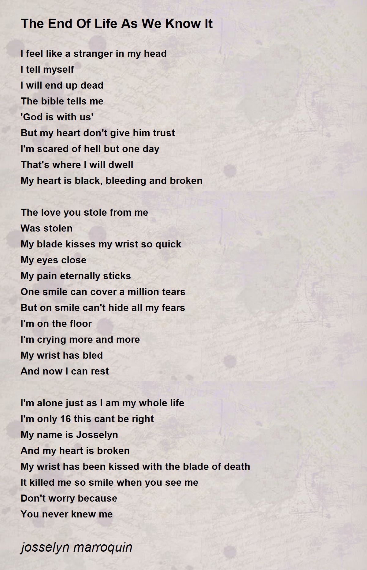 The End Of Life As We Know It by josselyn marroquin - The End Of Life ...