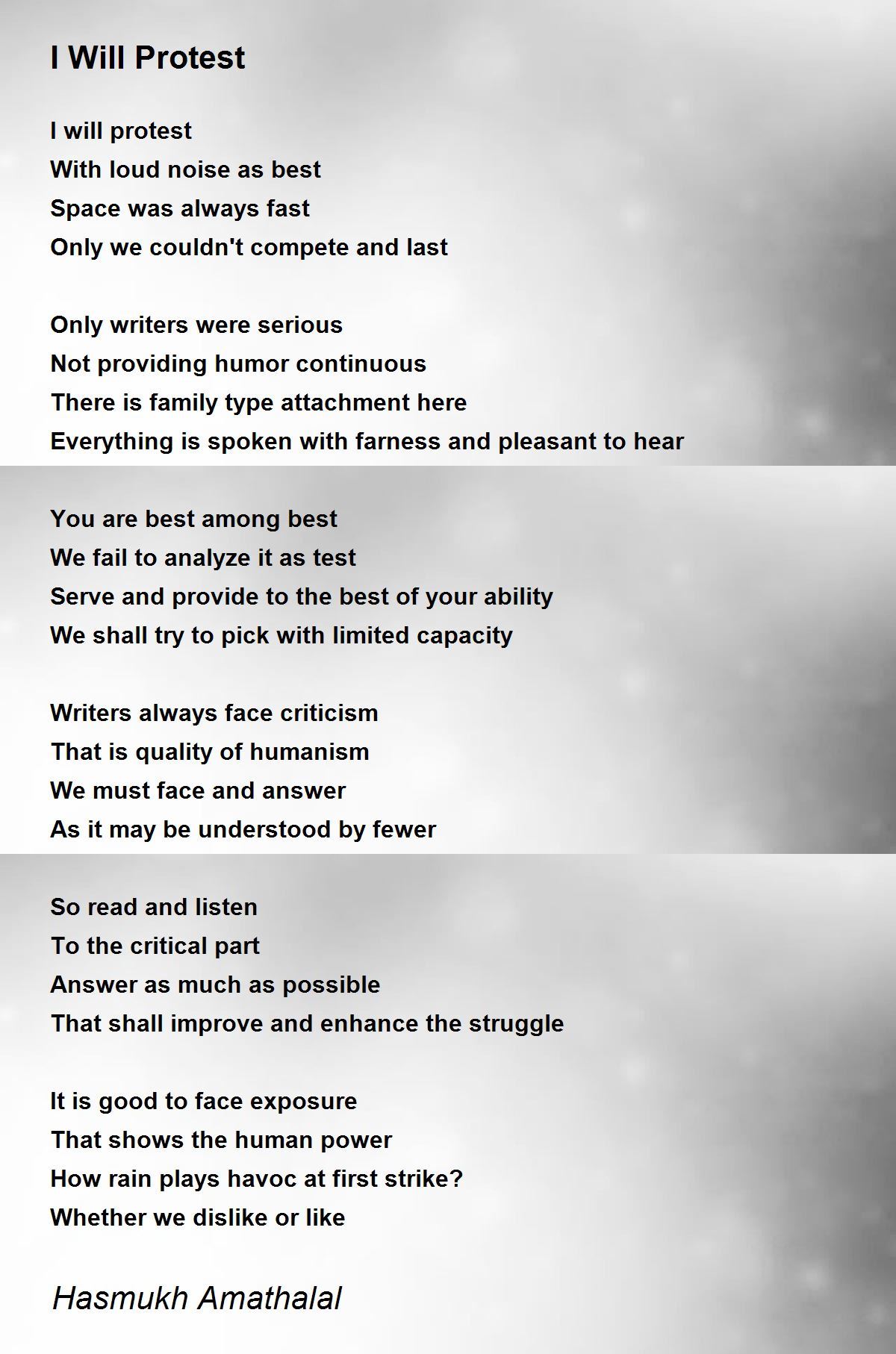 I Will Protest - I Will Protest Poem by Mehta Hasmukh Amathaal