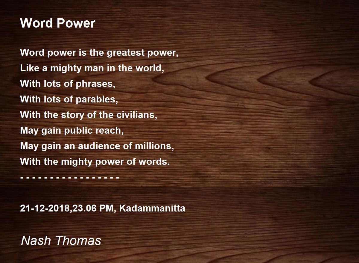 Word Power by Nash Thomas - Word Power Poem