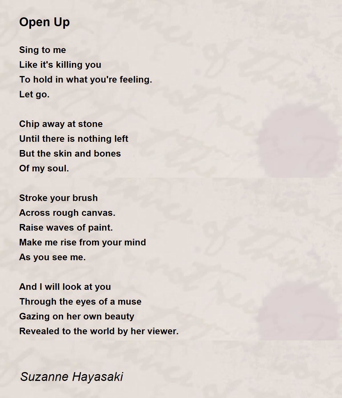 Open Up - Open Up Poem by Suzanne Hayasaki