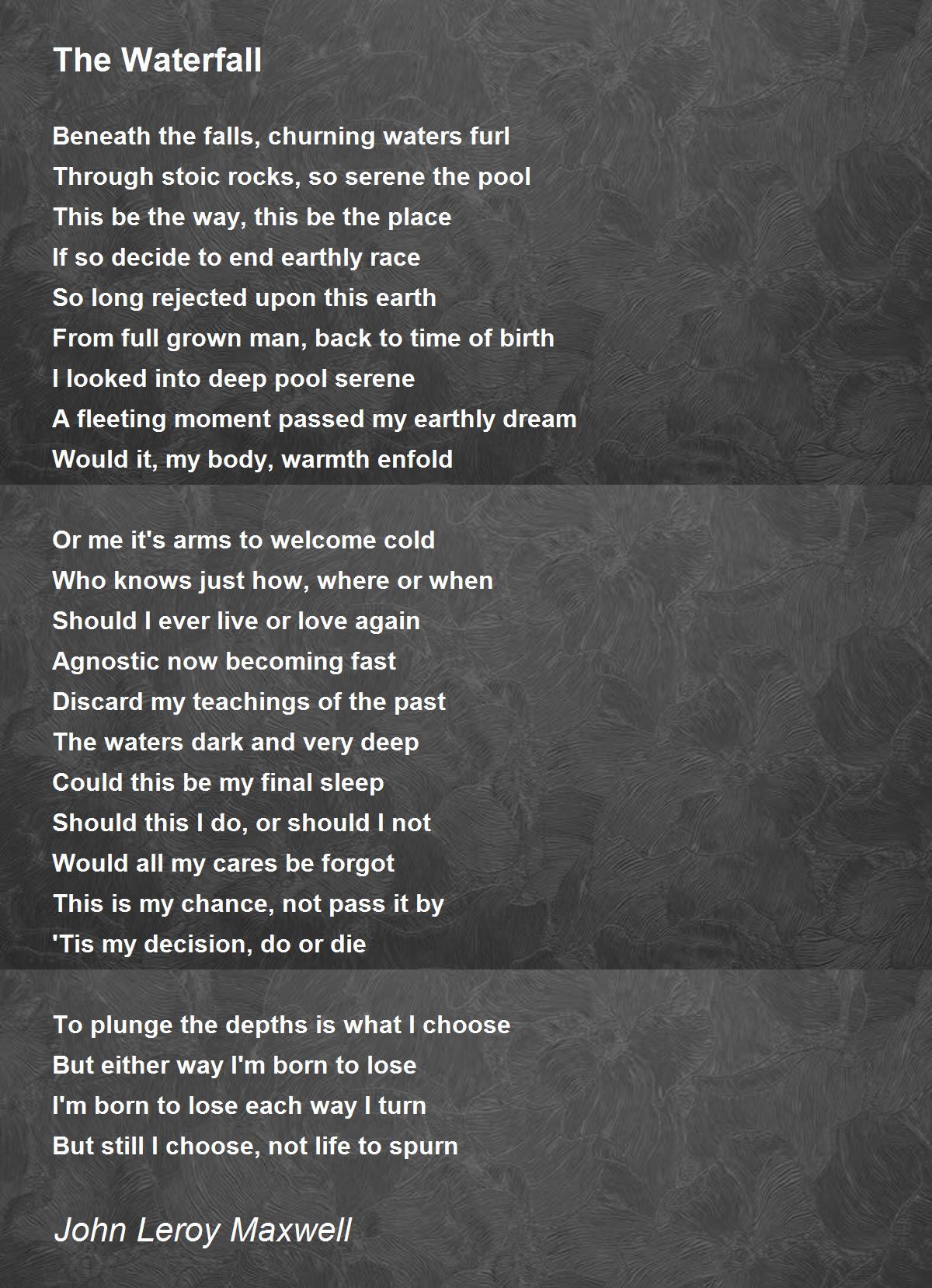 The Waterfall Poem by John Leroy Maxwell - Poem Hunter