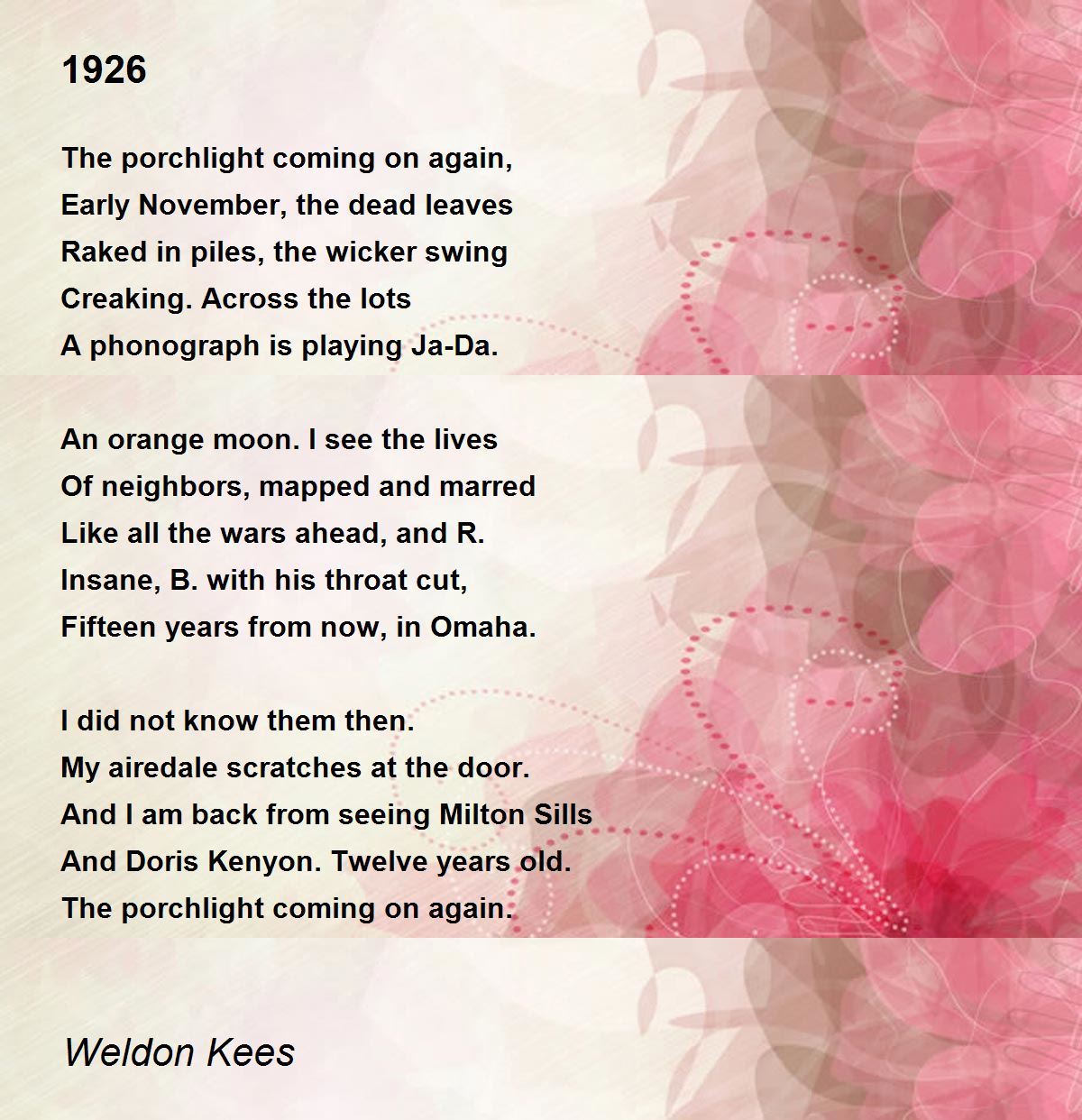 1926 by Weldon Kees – The Poetry Monster