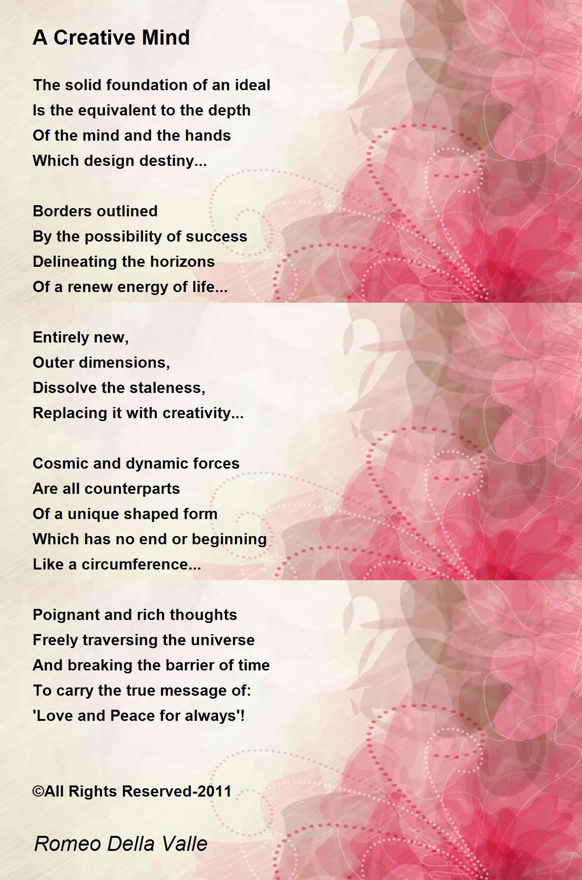 A Creative Mind Poem by Romeo Della Valle - Poem Hunter