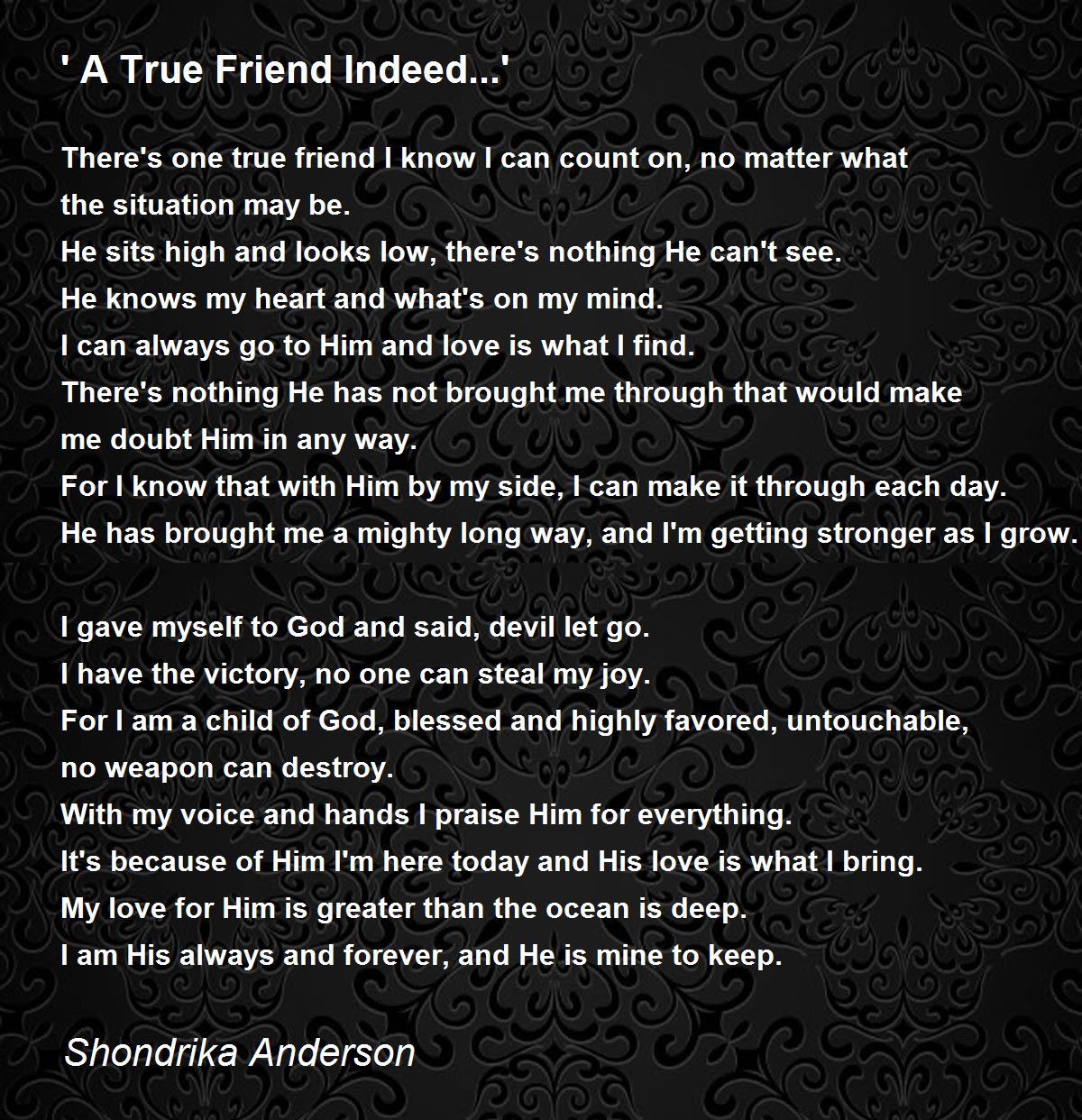 ' A True Friend Indeed...' - ' A True Friend Indeed...' Poem by ...