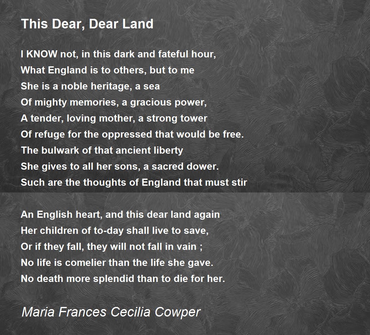 This Dear, Dear Land - This Dear, Dear Land Poem by Maria Frances ...