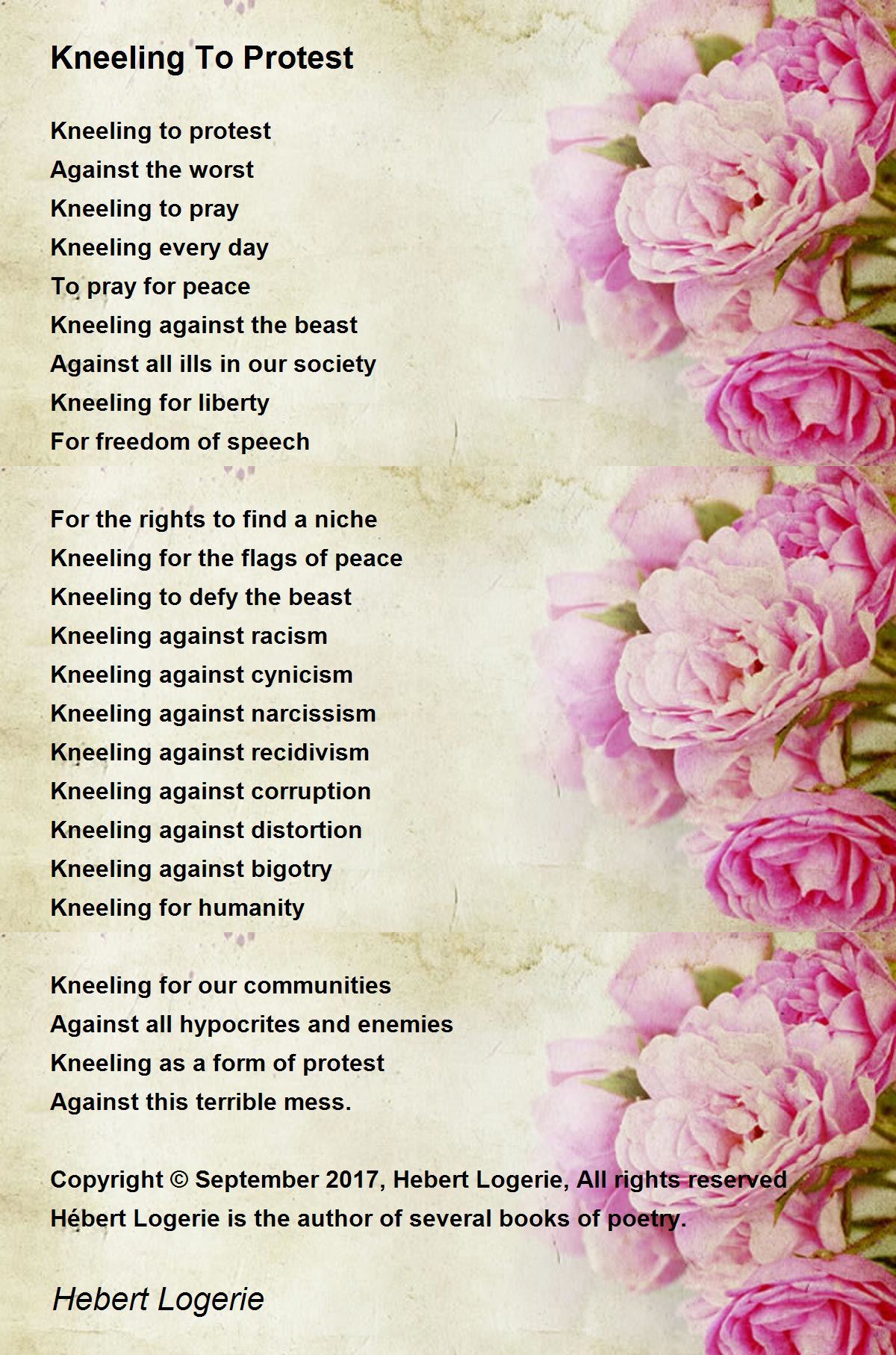 Kneeling To Protest Poem by Hebert Logerie - Poem Hunter