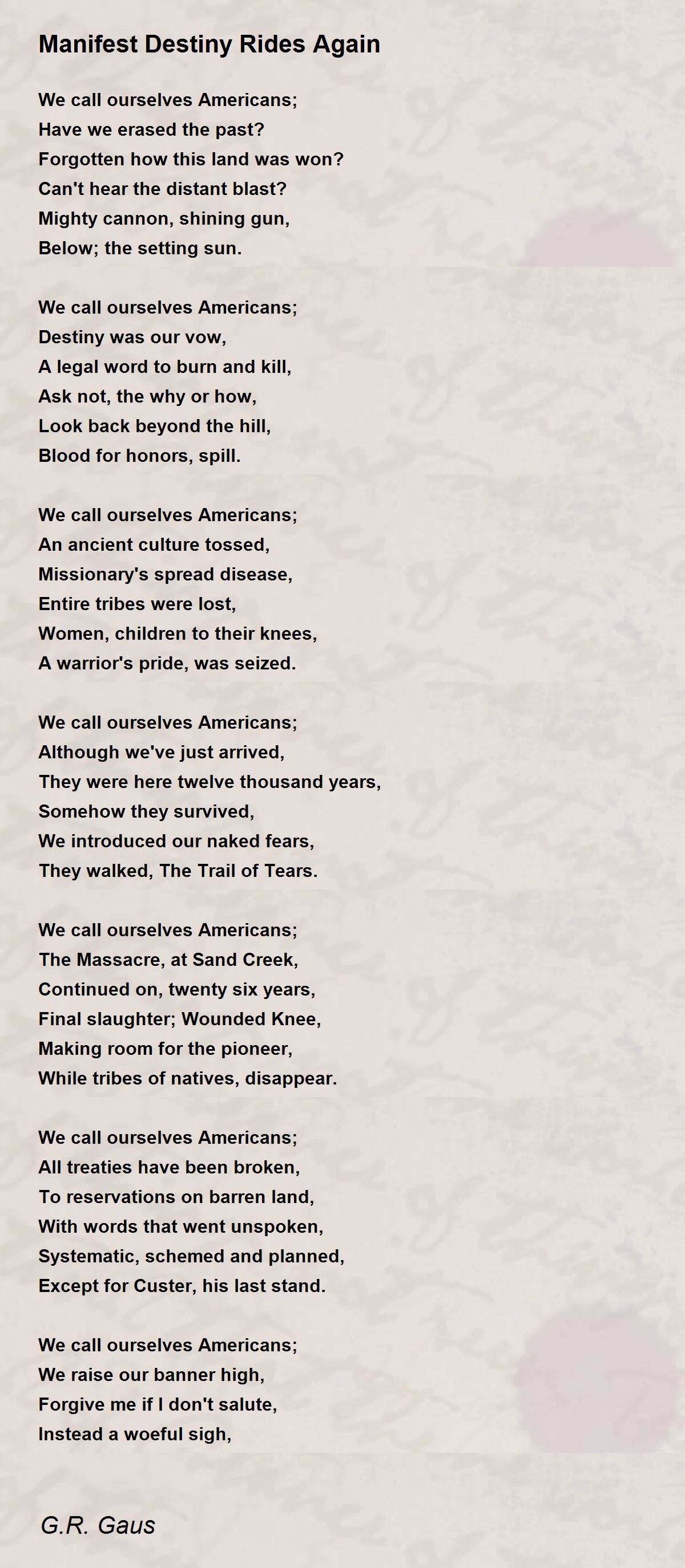 Manifest Destiny Poem – Walt Whitman: Poems “Pioneers! O Pioneers ...
