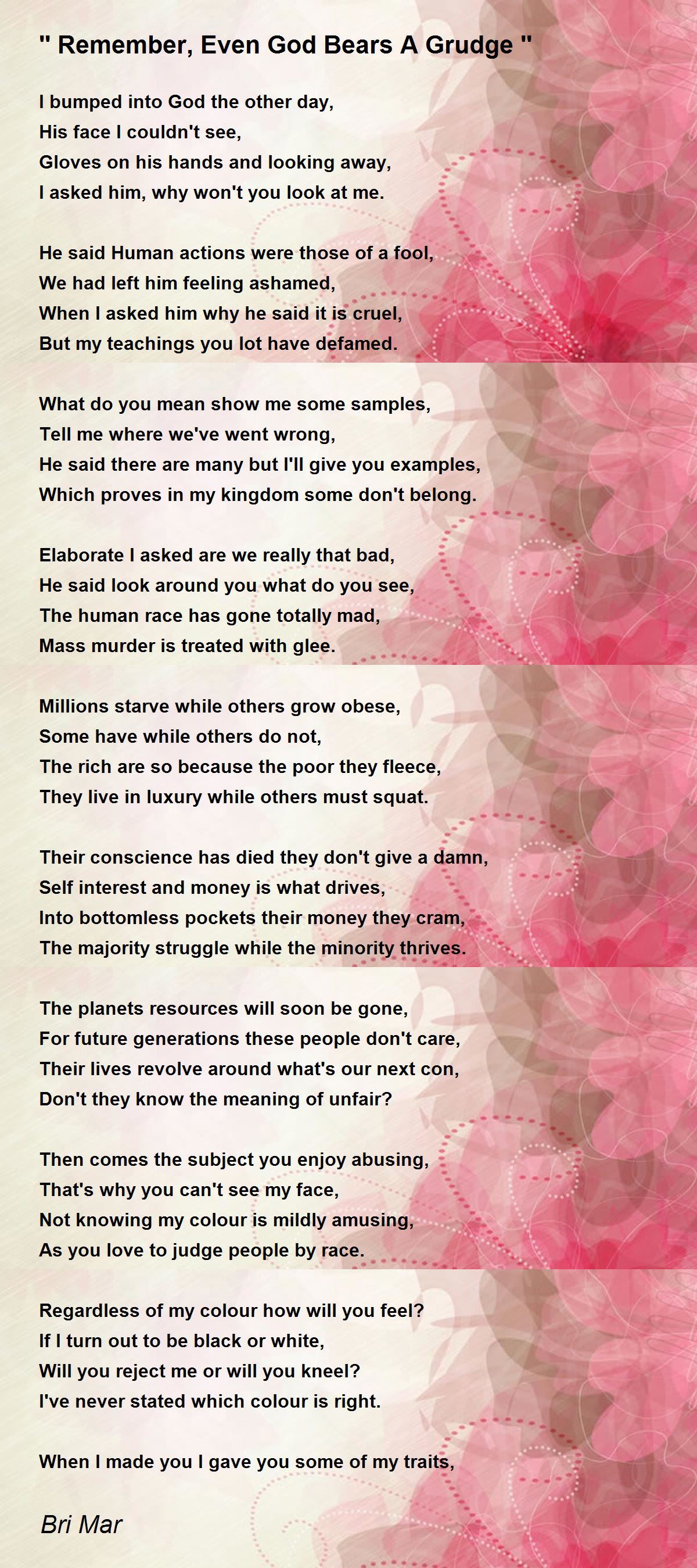 '' Remember, Even God Bears A Grudge '' - '' Remember, Even God Bears A ...