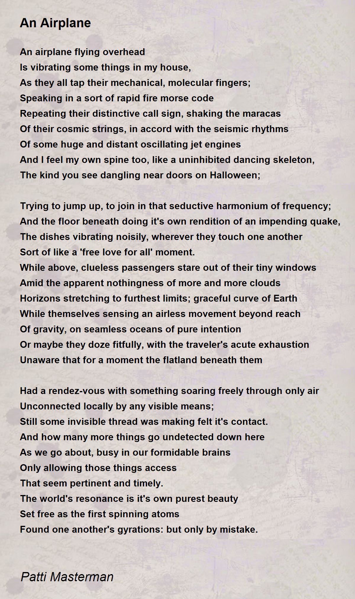 An Airplane - An Airplane Poem by Patti Masterman