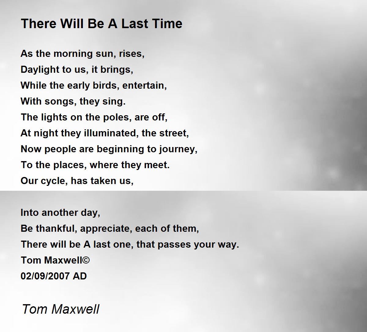The Last Time Poem Video at Roxanne Corley blog
