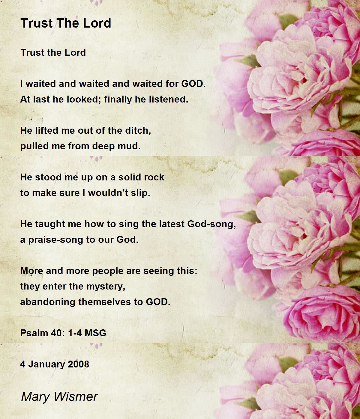 Trust The Lord - Trust The Lord Poem by Mary Wismer