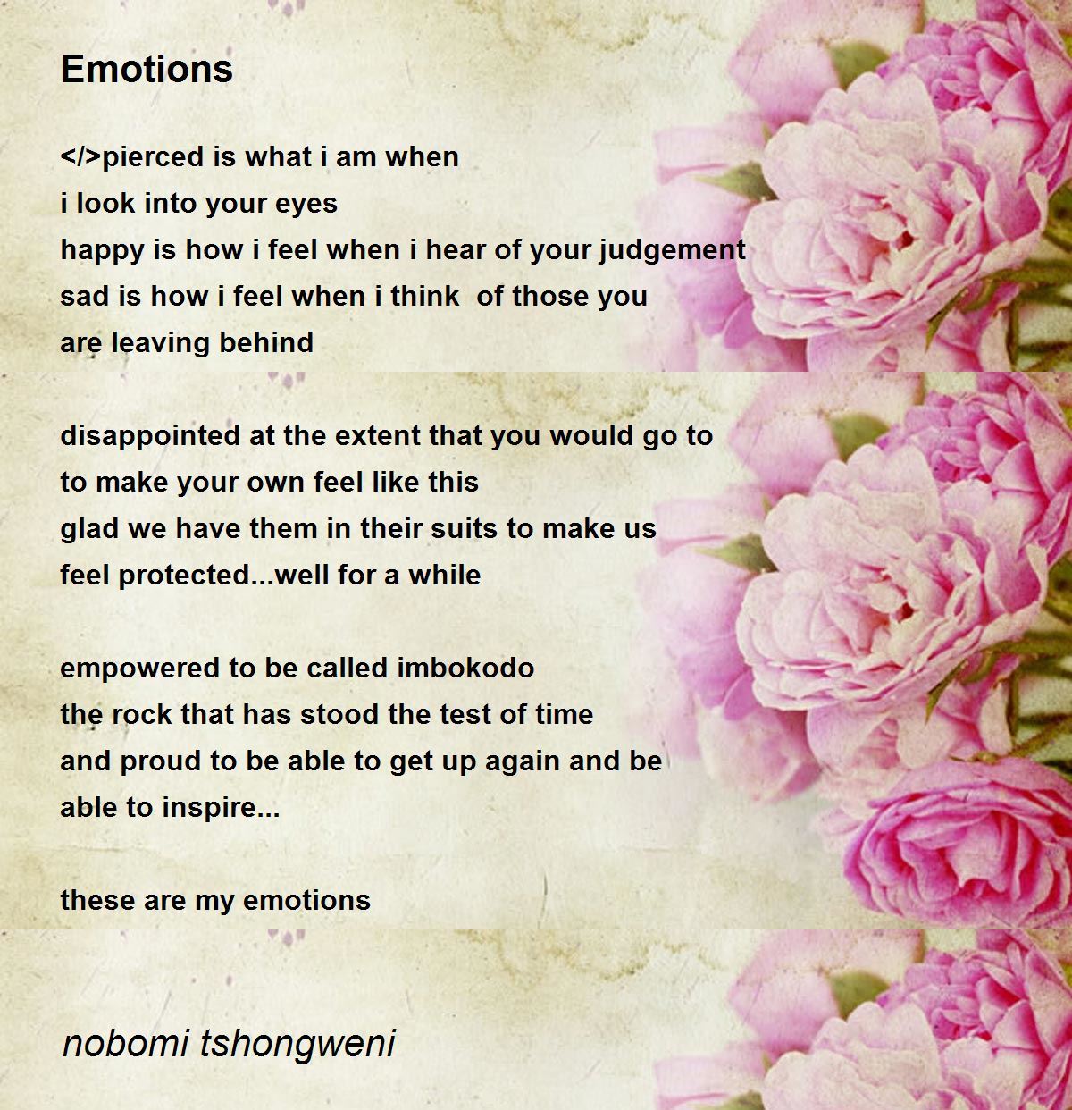 Emotions by nobomi tshongweni - Emotions Poem