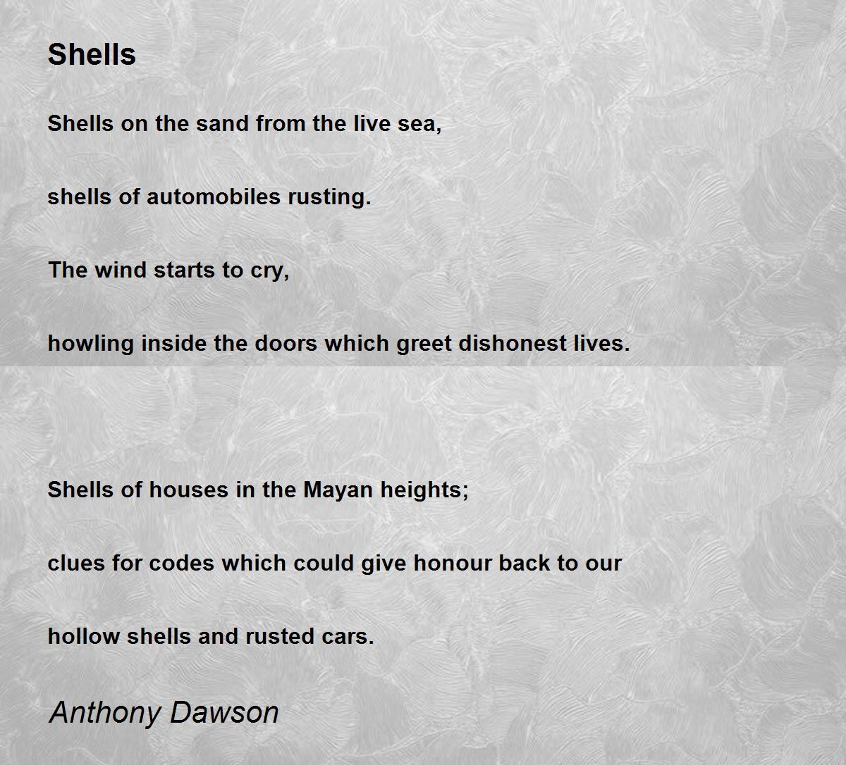 Shells Poem by Anthony Dawson - Poem Hunter