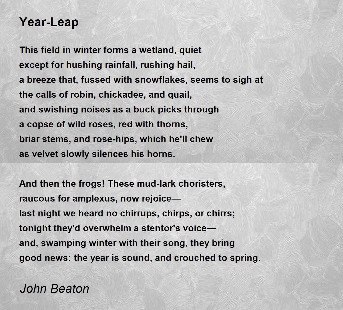 Year-Leap - Year-Leap Poem by John Beaton
