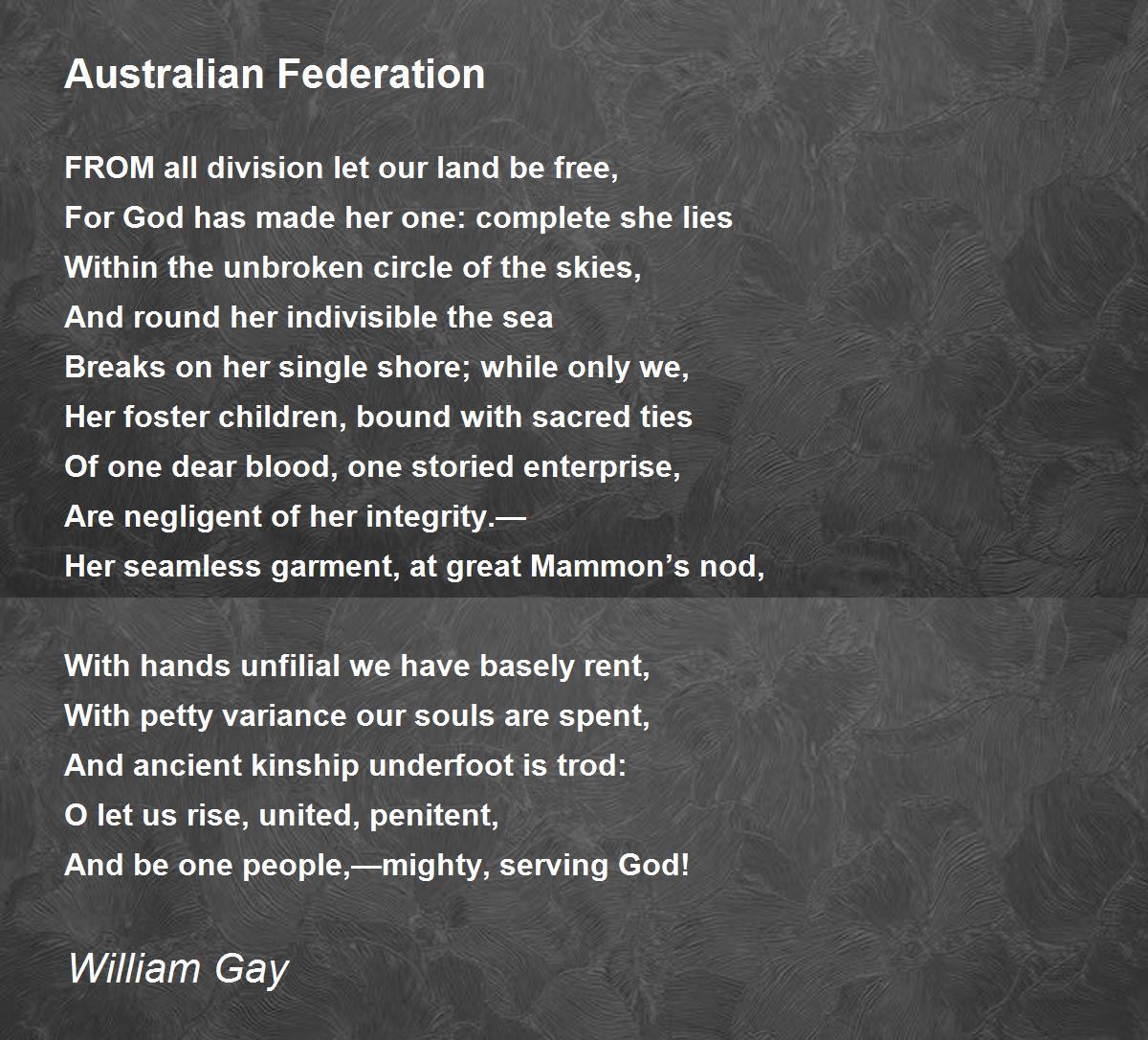Australian Federation Poem by William Gay - Poem Hunter