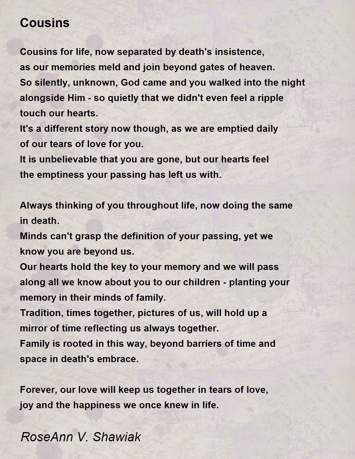 Poems About Cousins Relationships