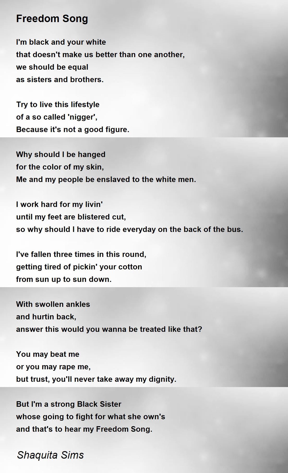 Freedom Song - Freedom Song Poem by Shaquita Sims