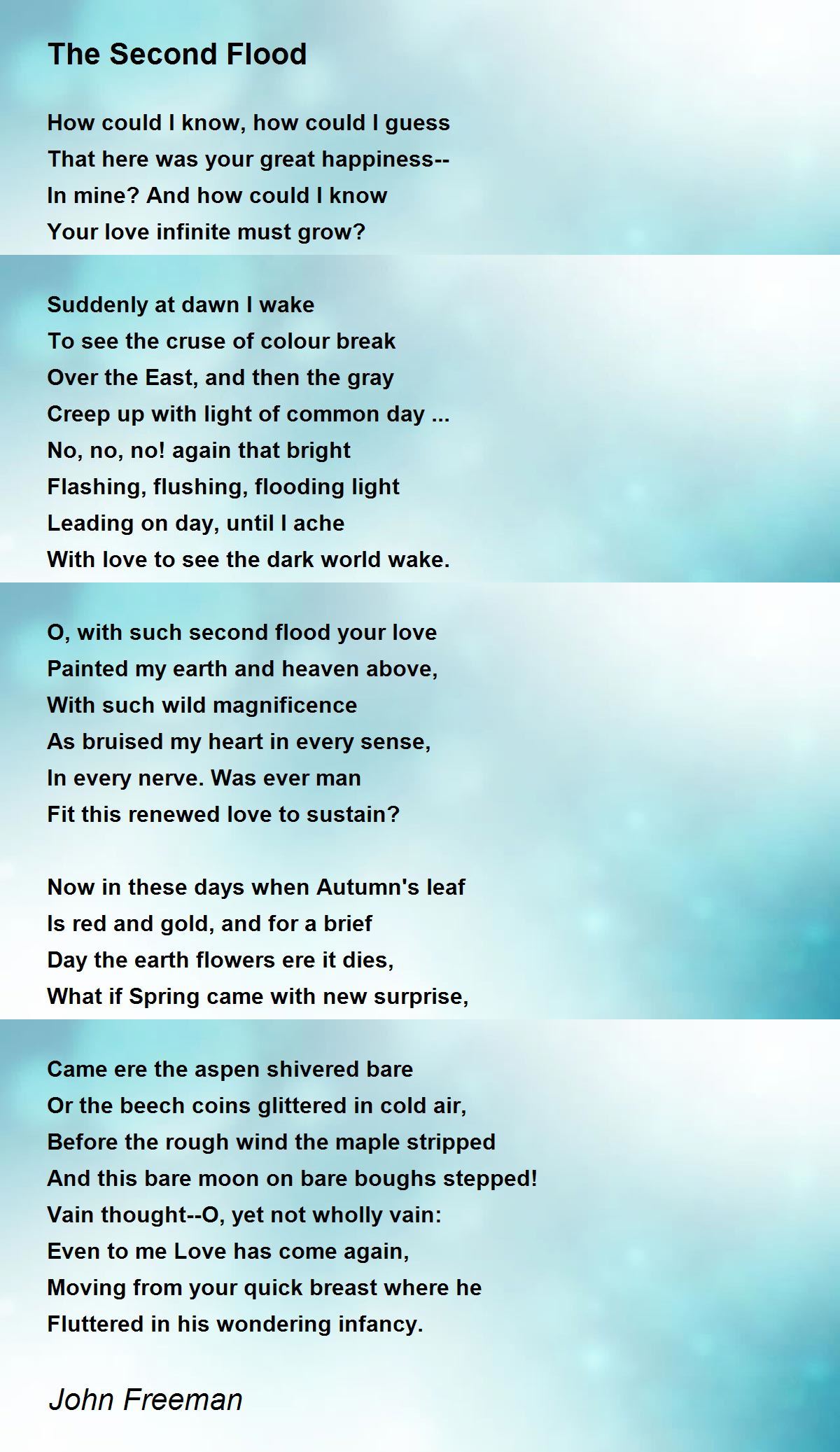 The Second Flood by John Freeman - The Second Flood Poem
