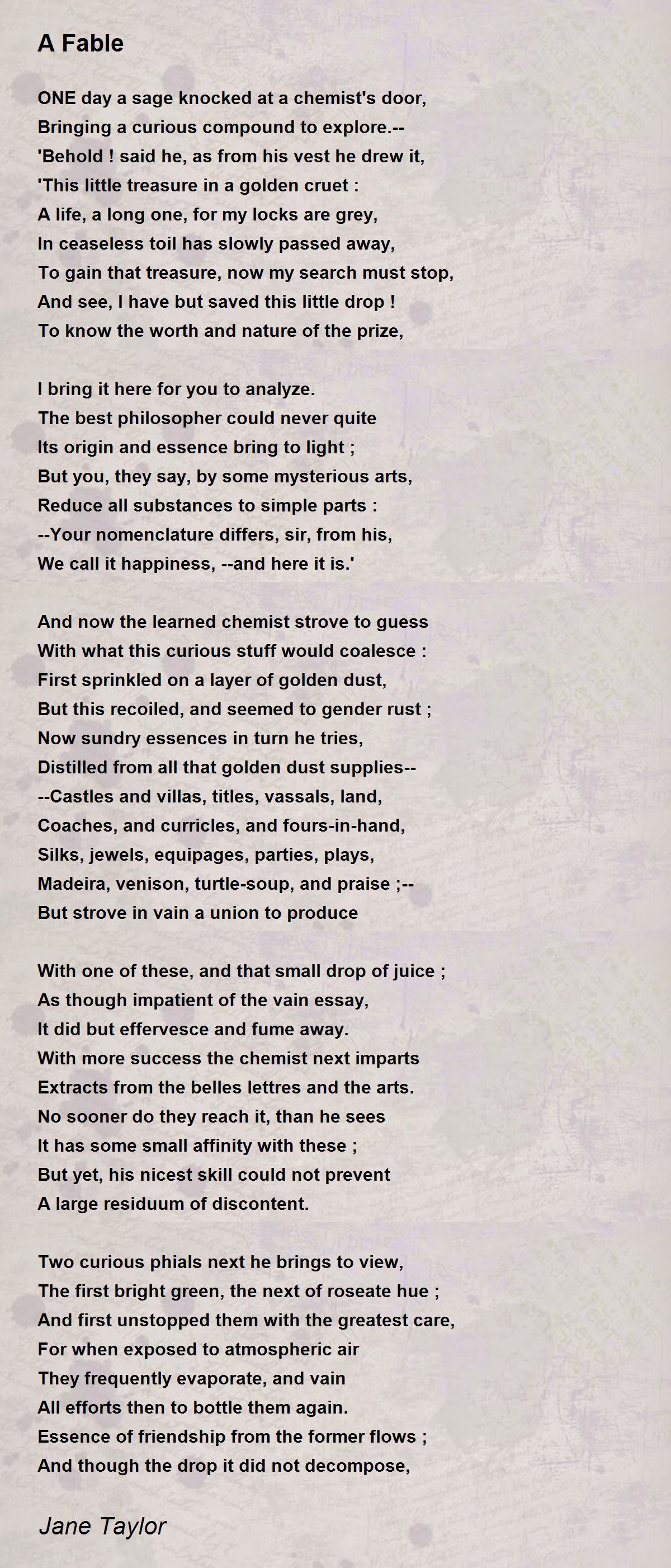 A Fable Poem by Jane Taylor - Poem Hunter