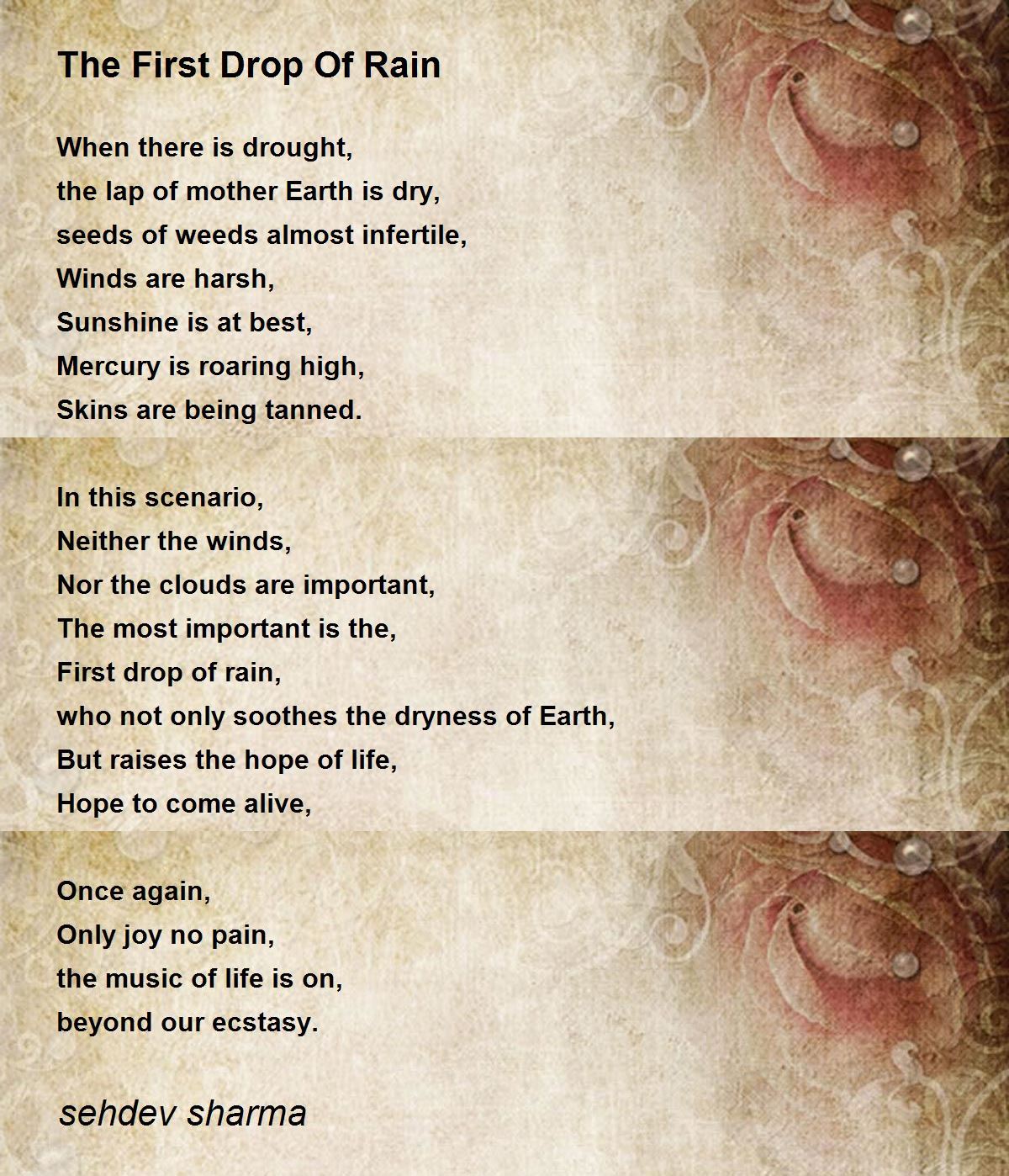 The First Drop Of Rain - The First Drop Of Rain Poem by sehdev sharma