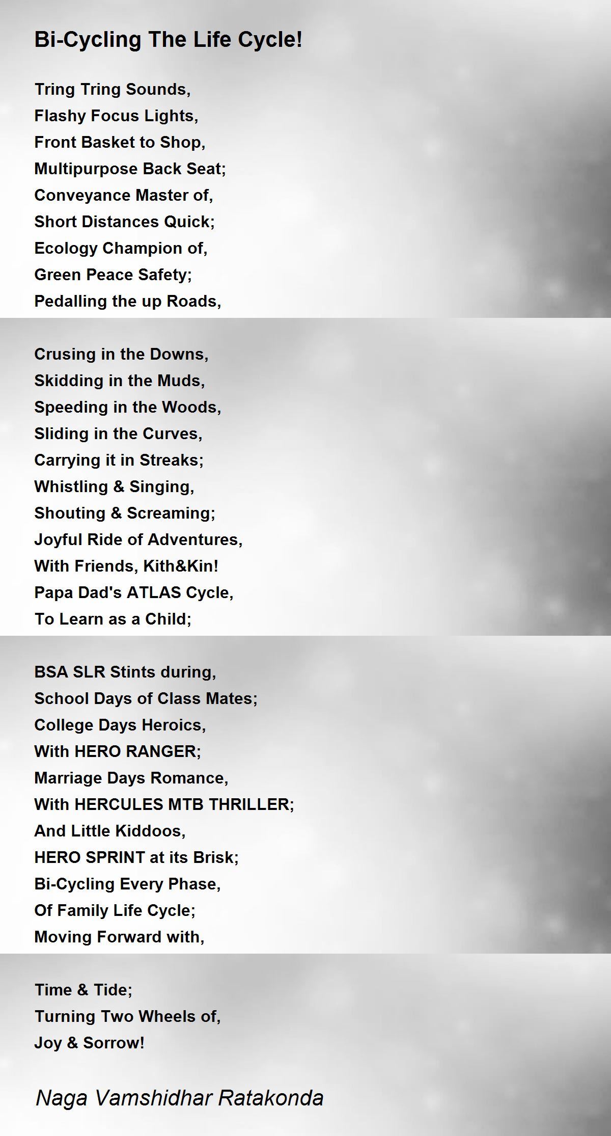 Bi-Cycling The Life Cycle! - Bi-Cycling The Life Cycle! Poem by Naga ...