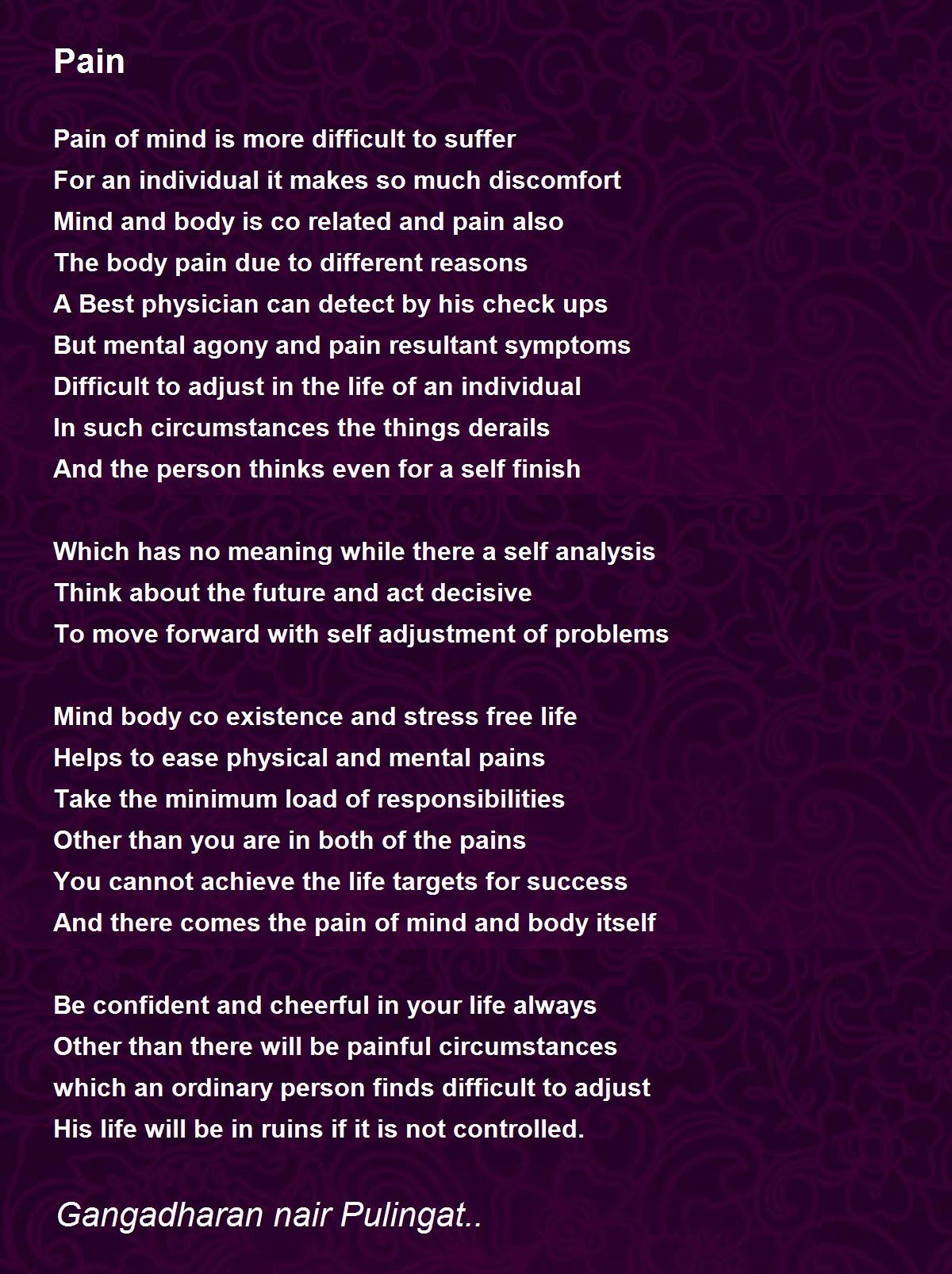 Pain - Pain Poem by Gangadharan nair Pulingat..