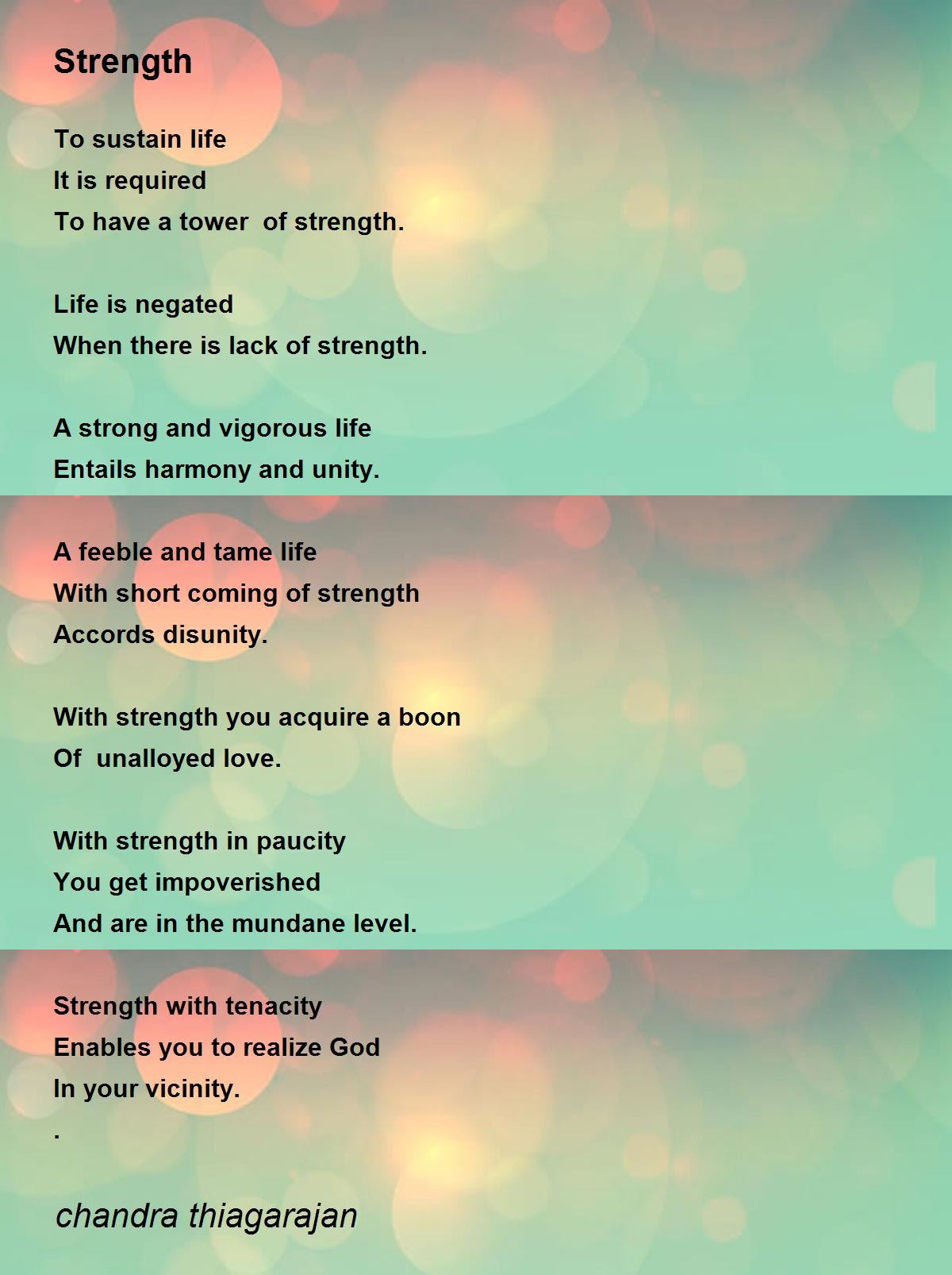 Strength Poem by chandra thiagarajan - Poem Hunter