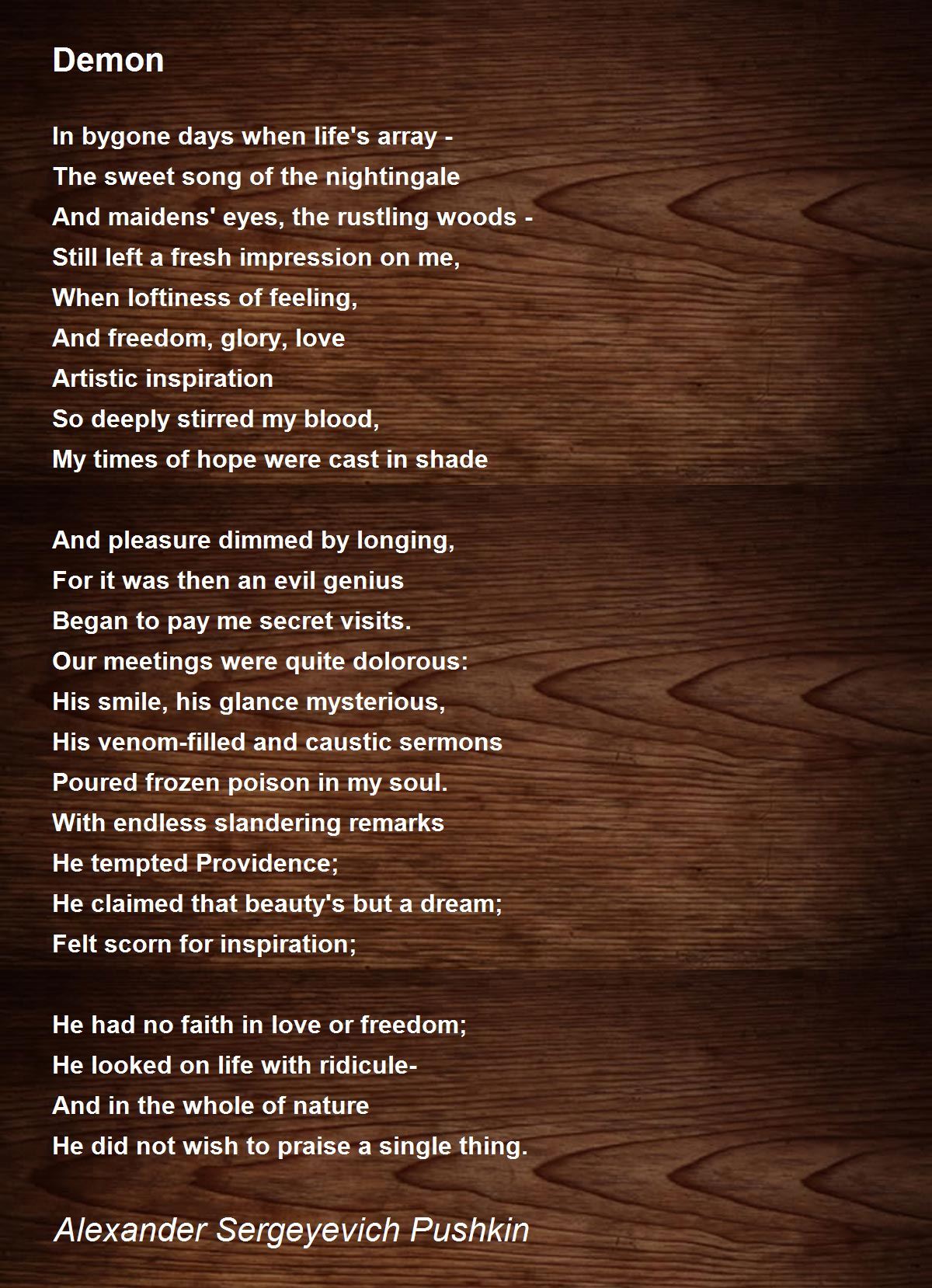 Demon Poem by Alexander Sergeyevich Pushkin - Poem Hunter