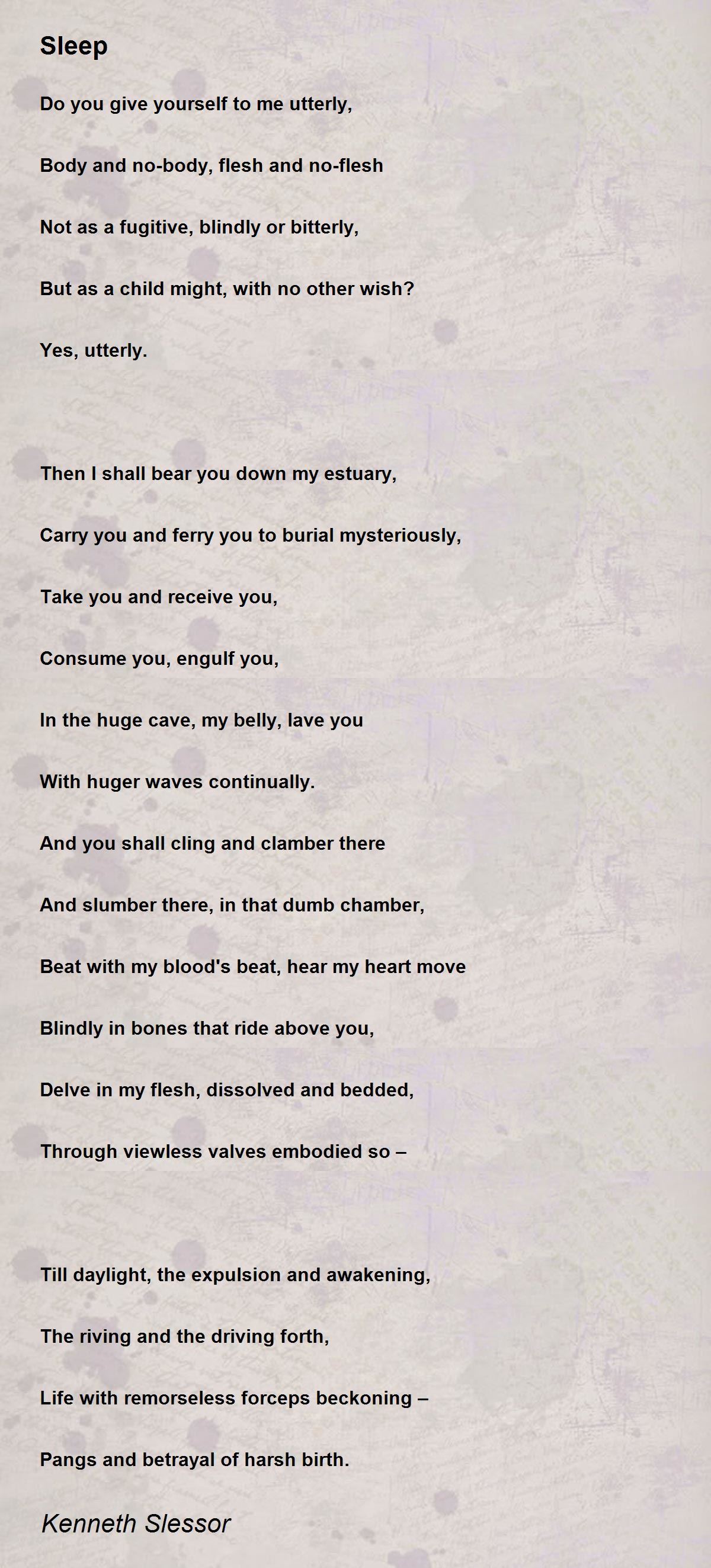 Sleep Poem by Kenneth Slessor - Poem Hunter